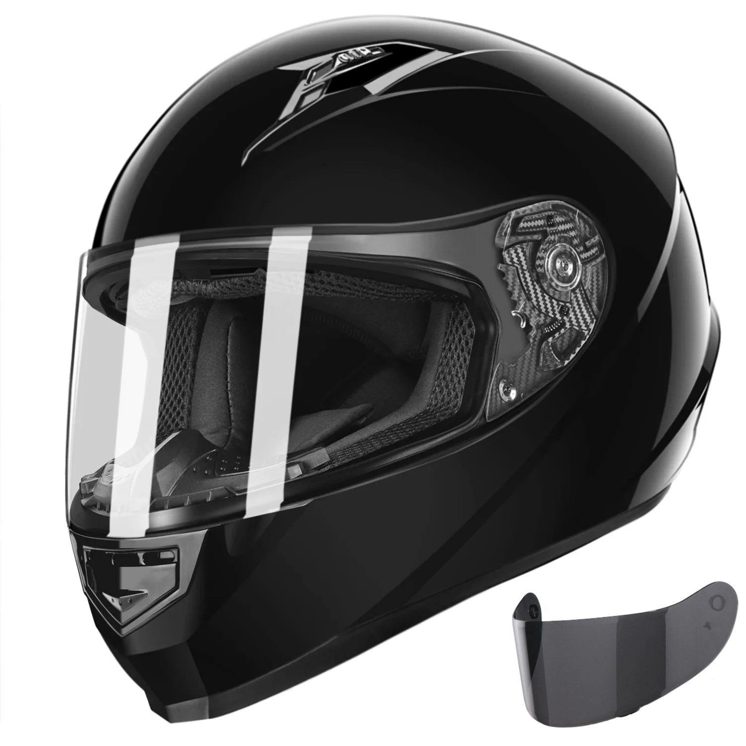 GLX GX11 Compact Motorcycle Helmet - Black, Small - Full Face w/ Tinted ...