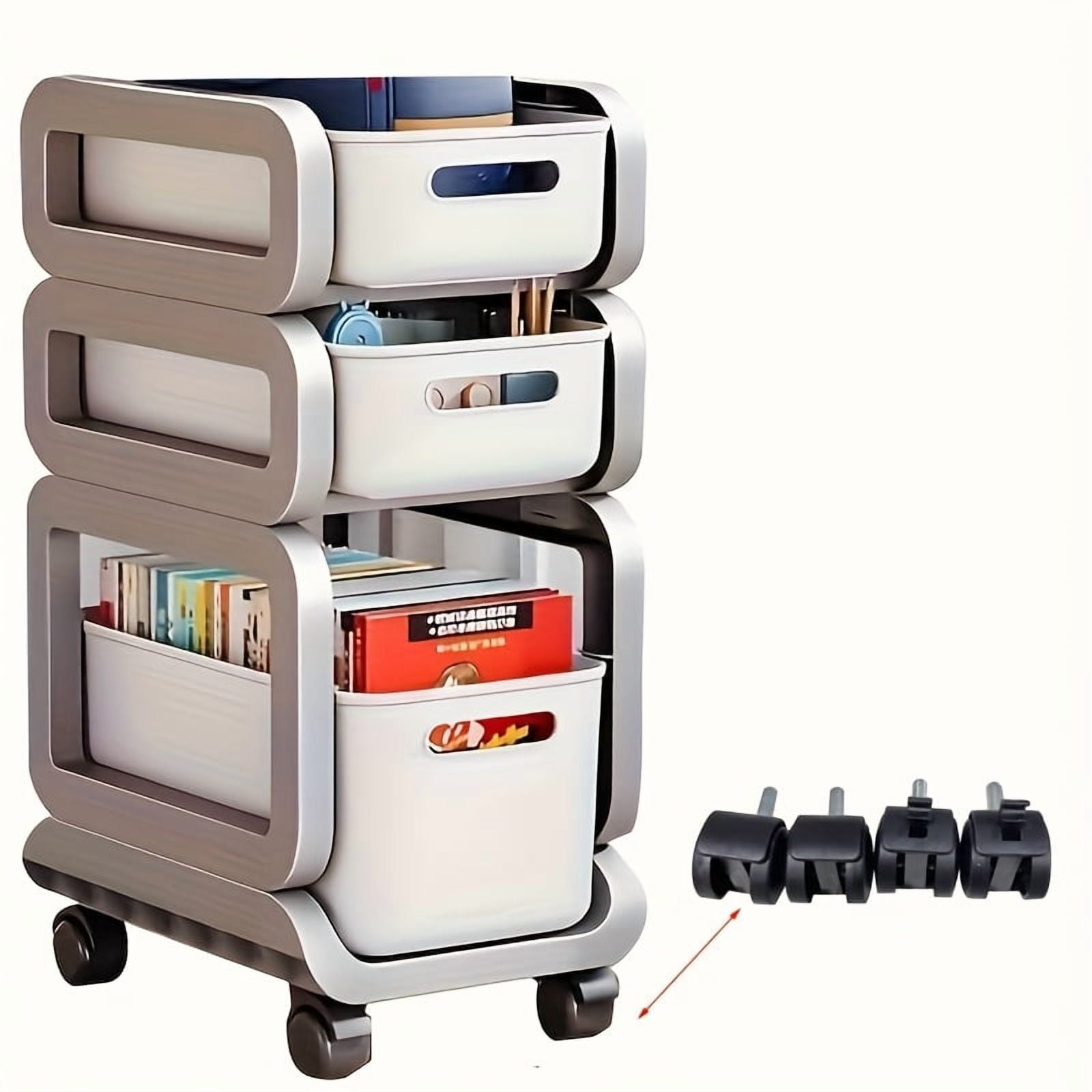 GLZ'HOME 3-Tier Rolling Storage Cart - Compact, Multi-Layer Book ...