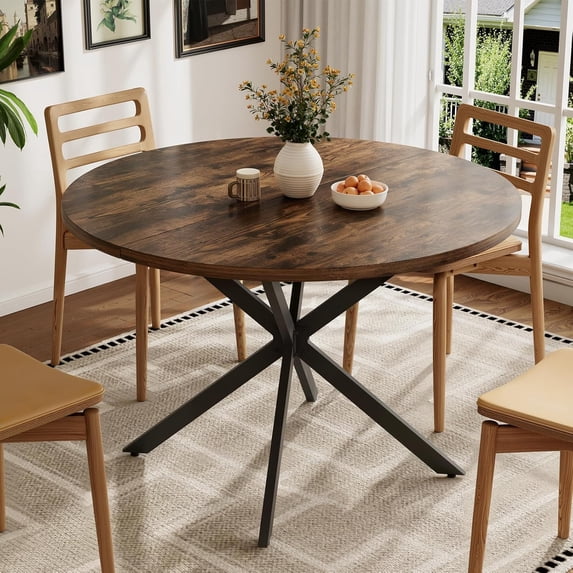 GLZ'HOME 47" Round Dining Table for 4, Farmhouse Wood Kitchen Table for ...
