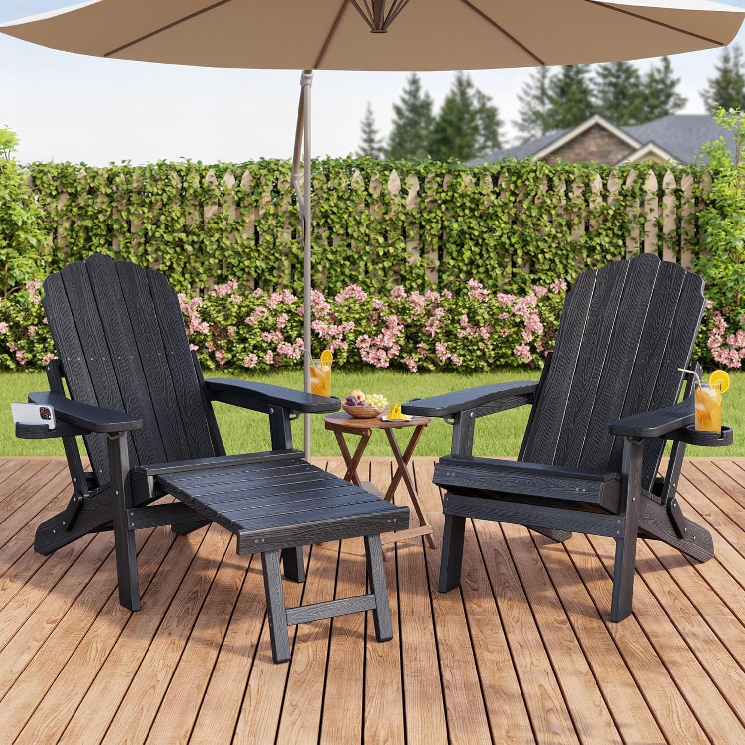 GLZ'HOME Adjustable Backrest Adirondack Chair with Ottoman, HIPS ...