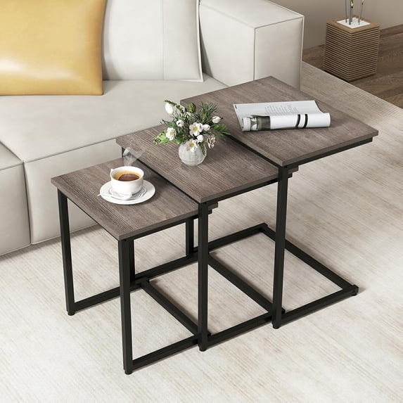GLZ'HOME Nesting Coffee Tables Set of 3, Rectangular Nesting Center ...