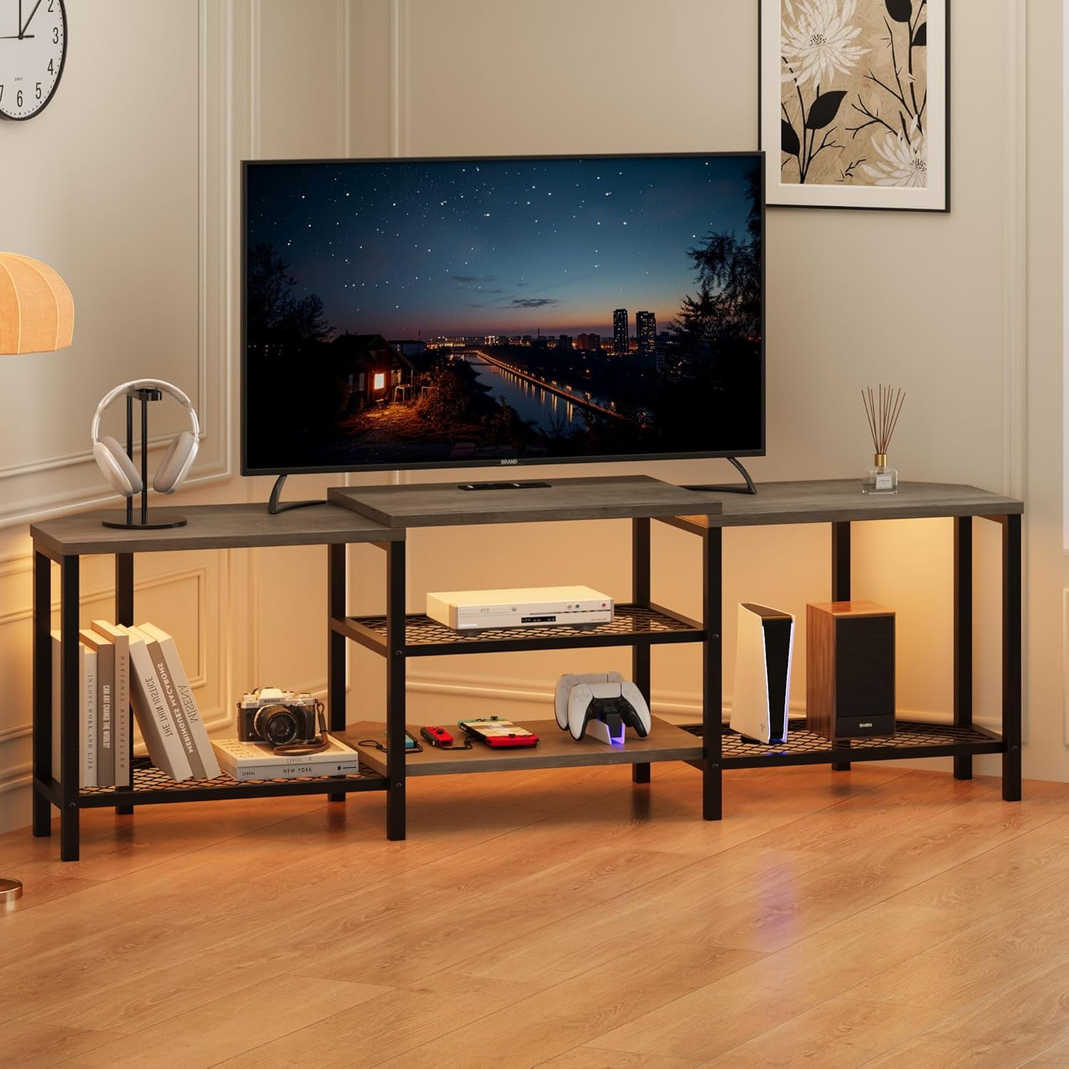 GLZ'HOME TV Stand for TVs up to 75 Inch, Corner Entertainment Center ...