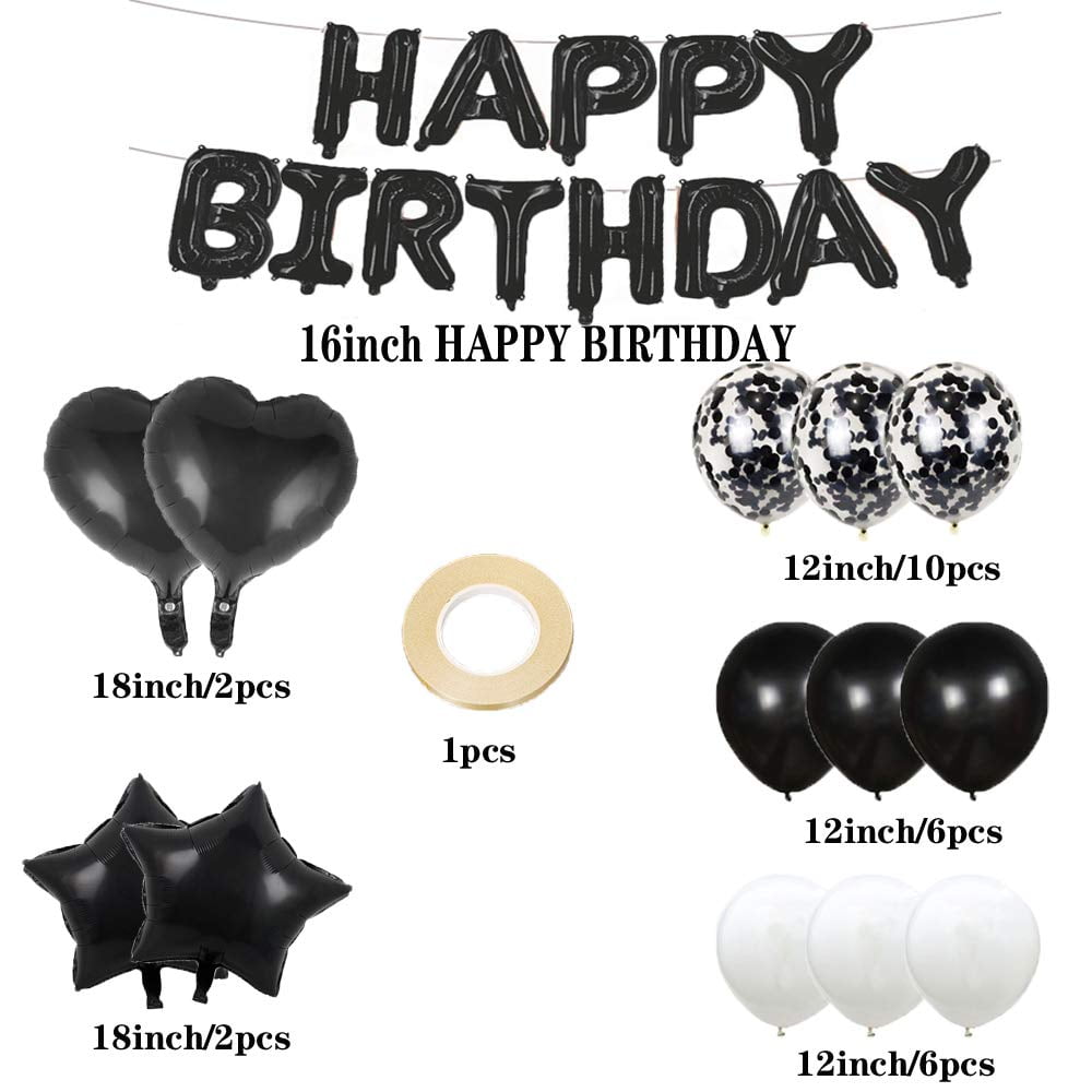 GLZLMM 33th Birthday AJH3 Balloon 33th Birthday Decorations Black 33 ...