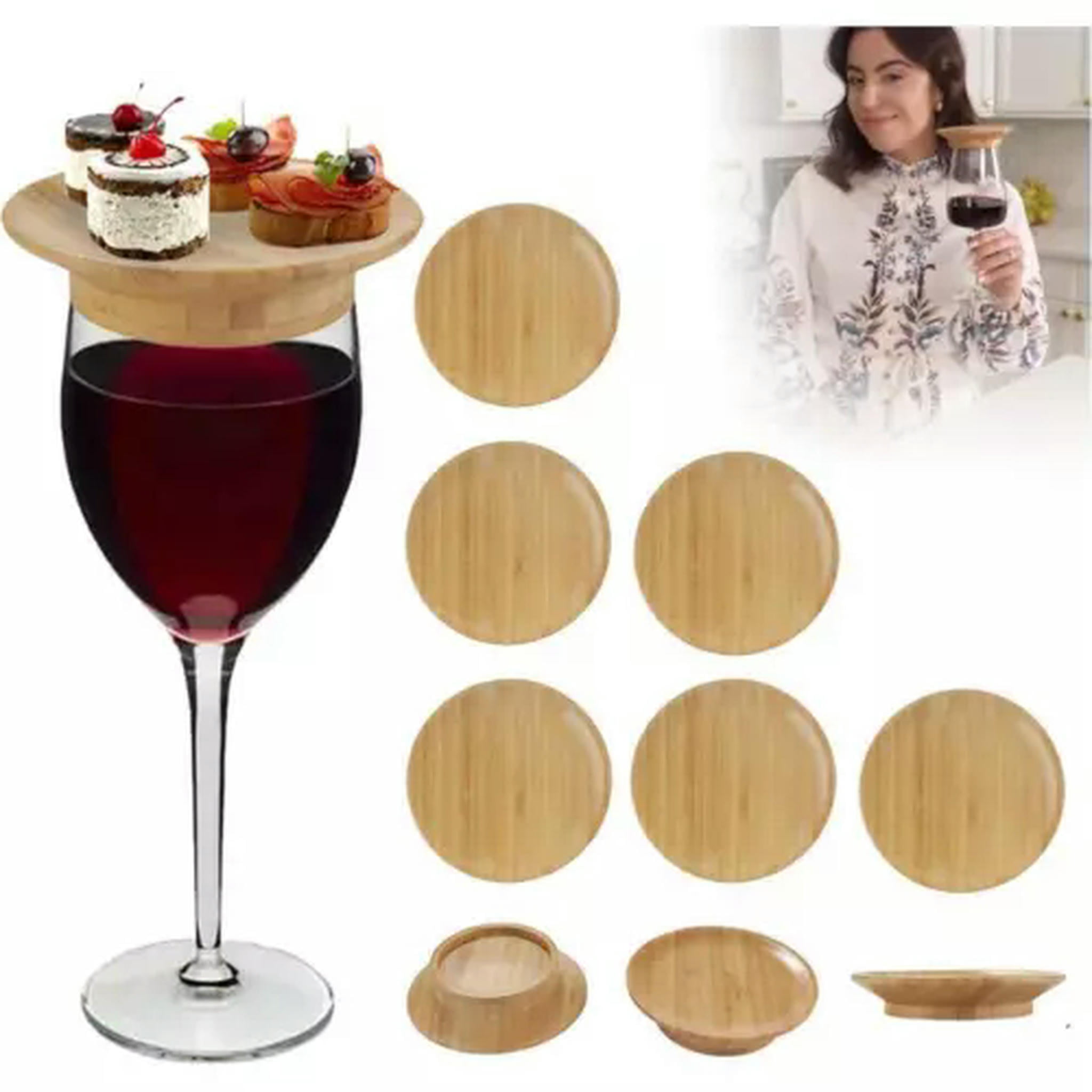 GLZMDL1 1/4/10Pc Wine Glass Covers Funny Wood Drinking GlassCovers to ...