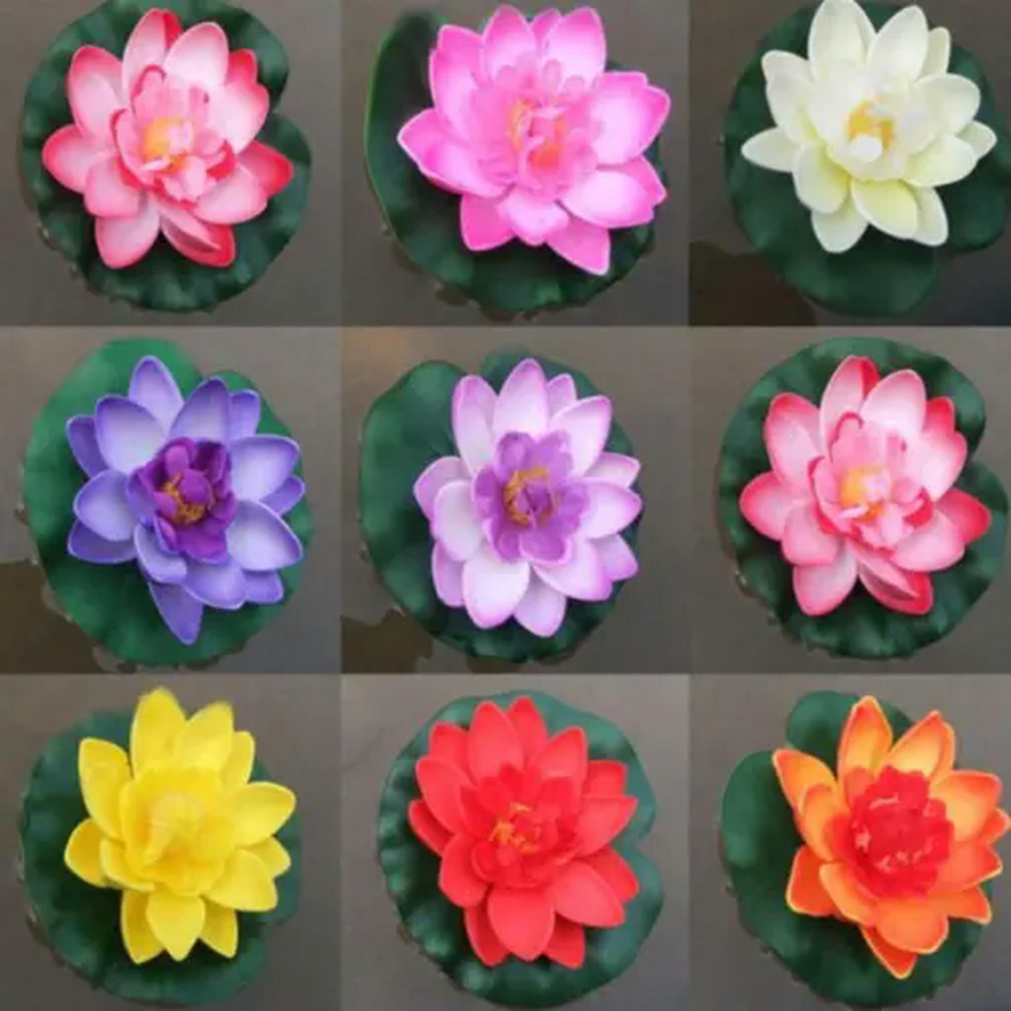 GLZMDL1 Artificial Floating Water Lily EVA Lotus Flower Pond Decor 10cm ...