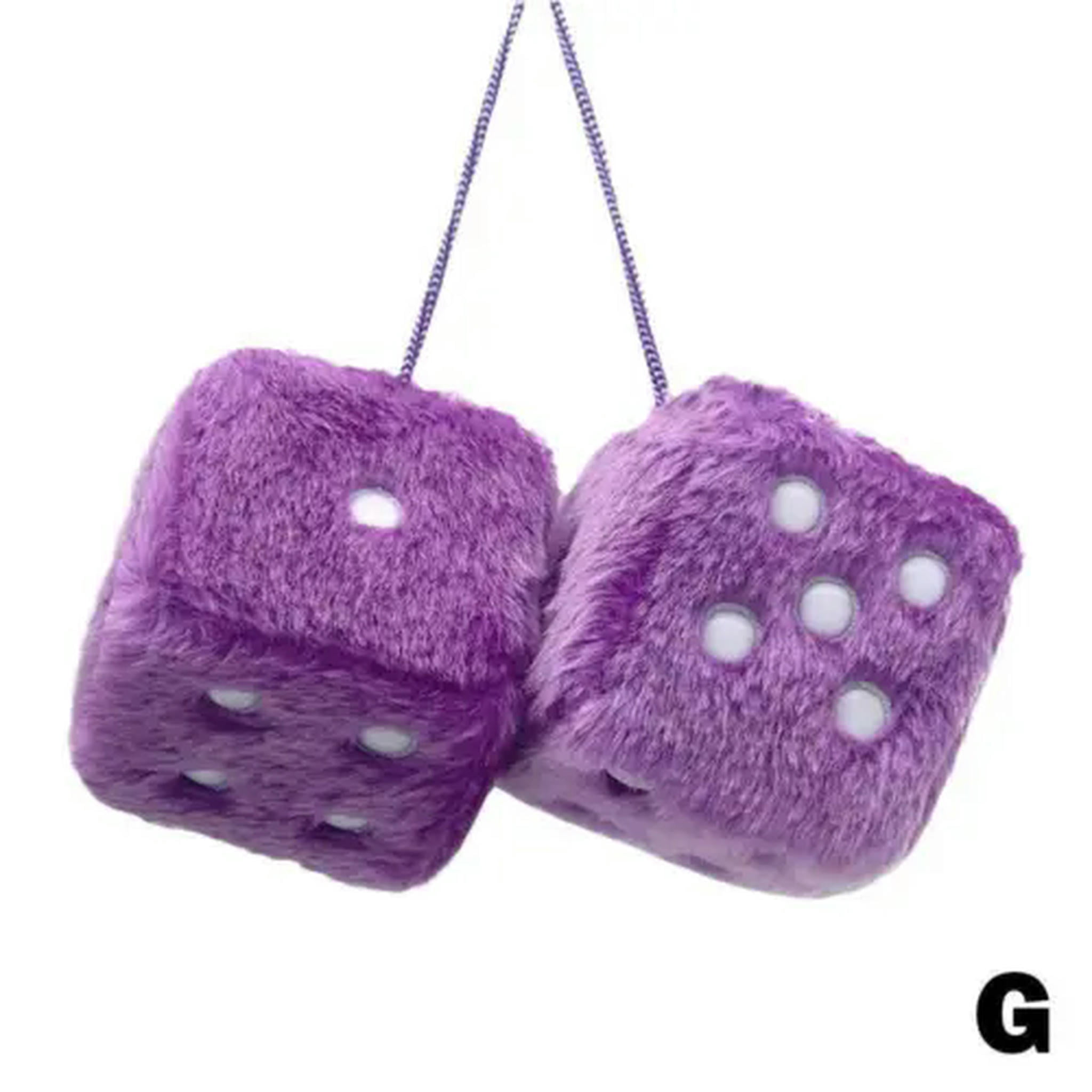 GLZMDL1 Car Colorful Soft Spotty Furry Fluffy Hanging Mirror Dice Decor ...