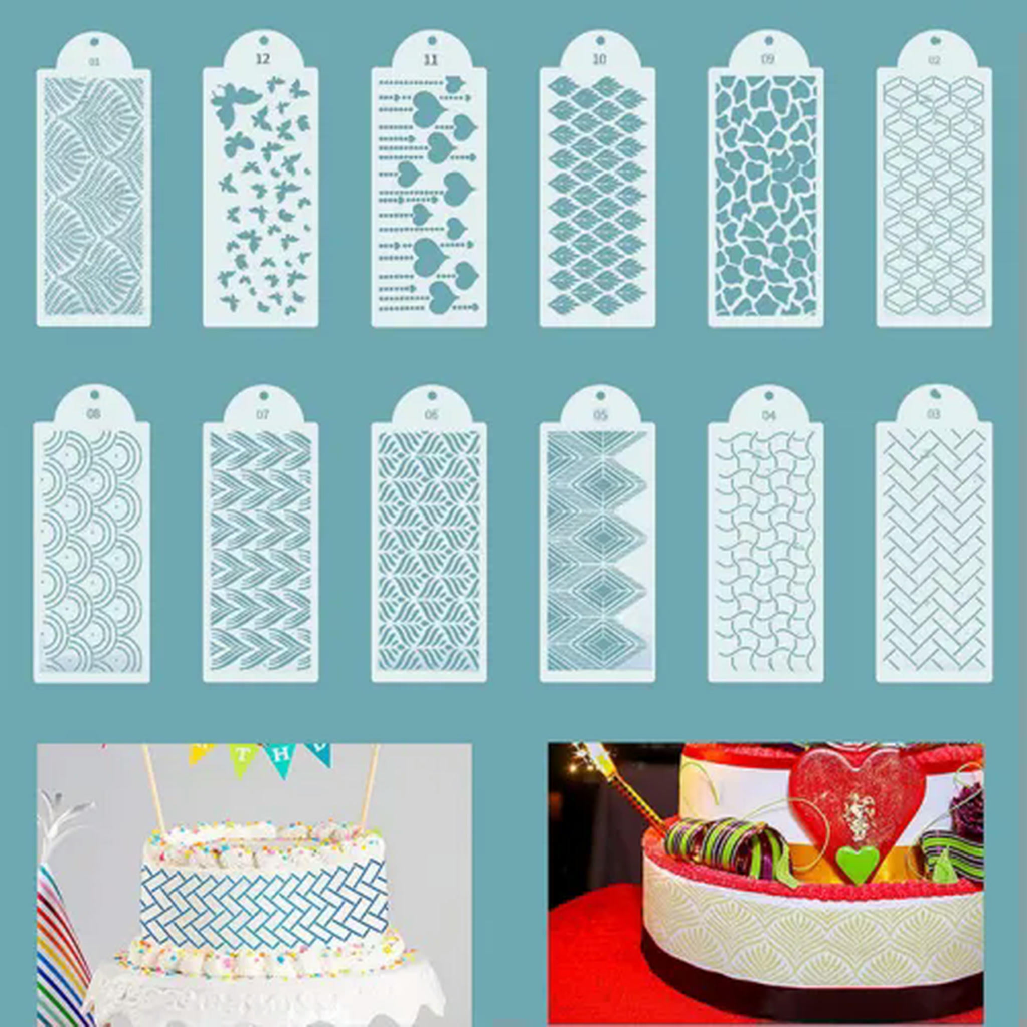 GLZMDL1 Fondant Cake Mesh Stencil Stamps Stencils Embossing Plastic ...