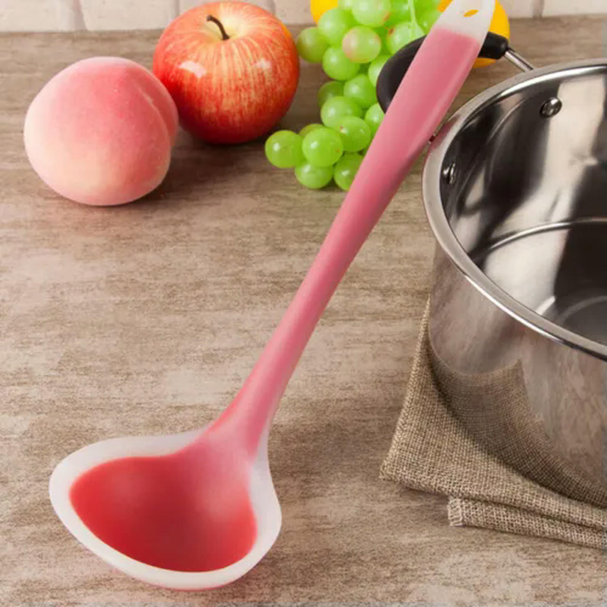 GLZMDL1 Non-stick Silicone Ladle Soup Spoon Curved Handle Unbreakable ...
