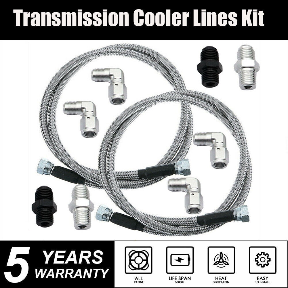 GM 4L60E 4L65E Automatic Transmission Cooler Lines Kit -6AN Fiber + SS ...