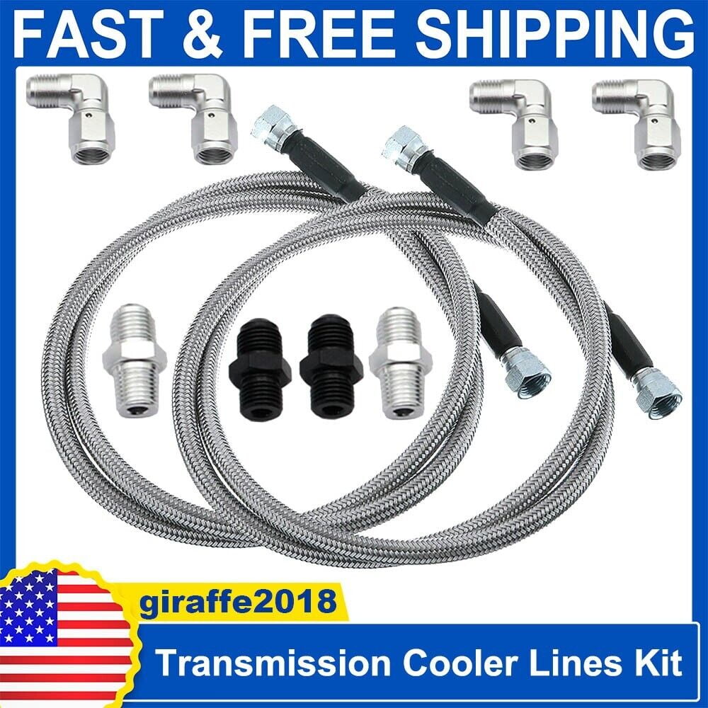GM 4L60E 4L65E Automatic Transmission Cooler Lines Kit - 6AN Fiber & SS ...