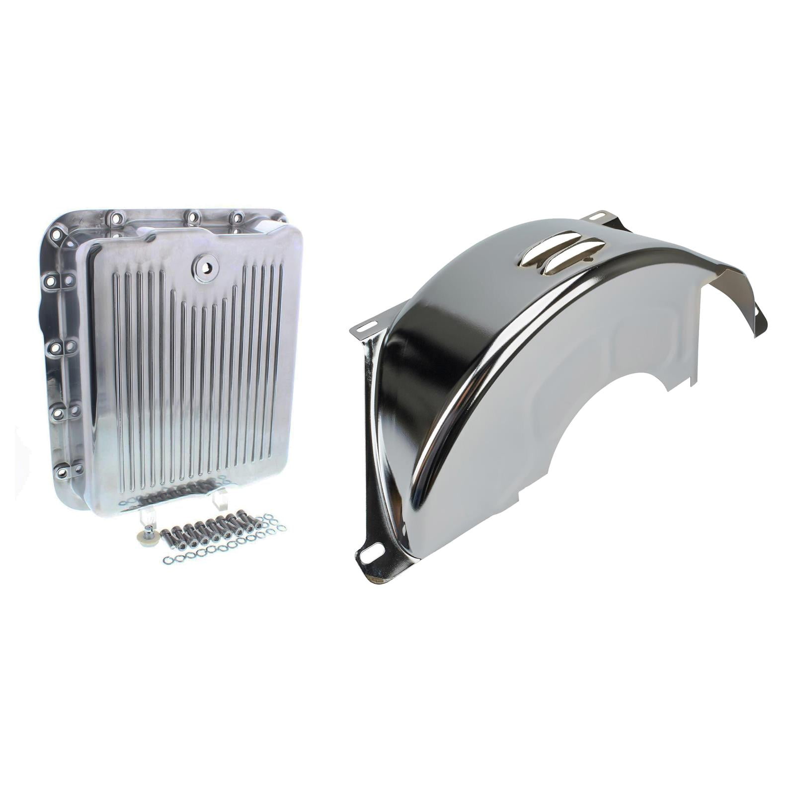 GM 700R4 Finned Aluminum Trans Pan & Flywheel Cover, Chrome - Walmart.com