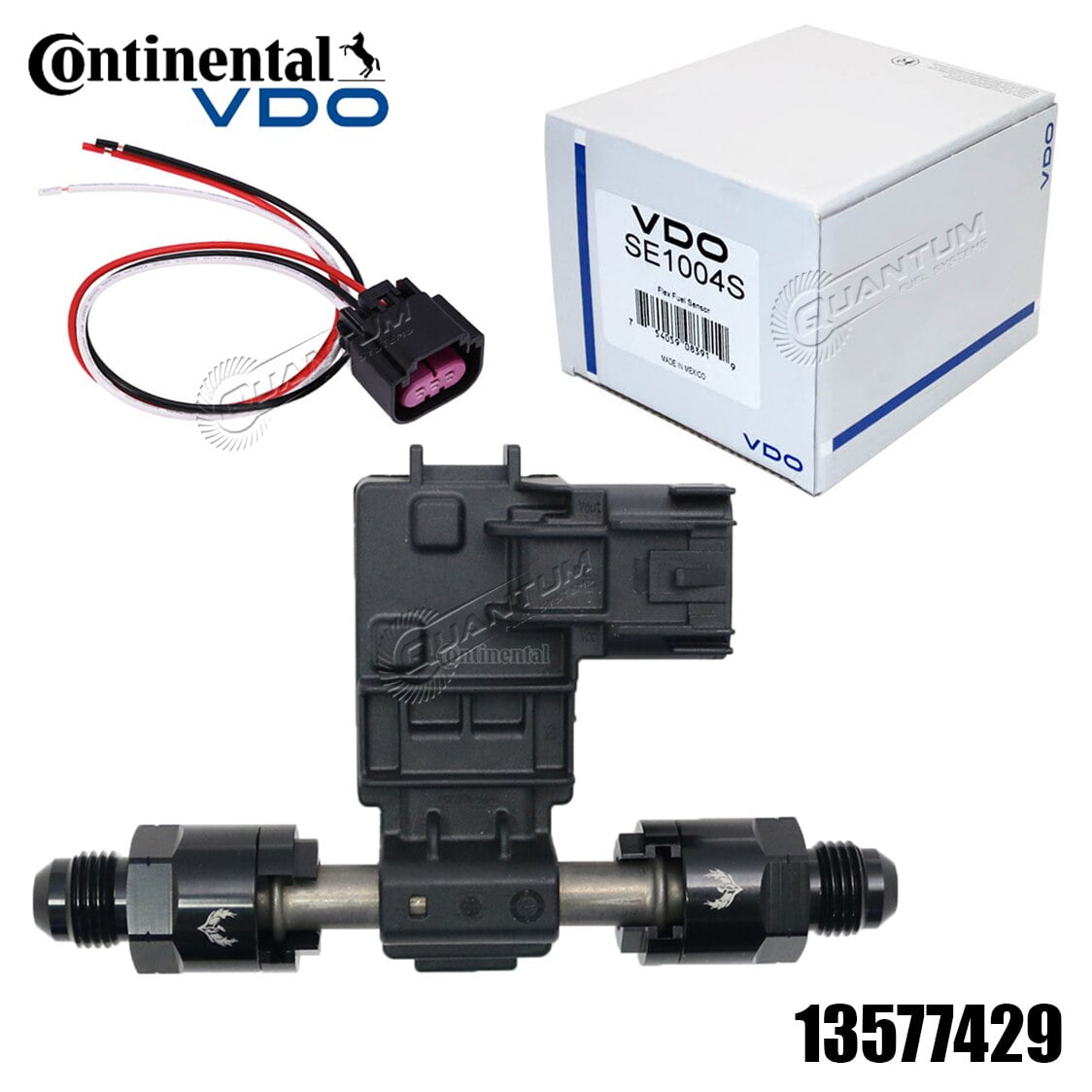 GM Continental VDO Flex Fuel Sensor E85 13577429, + AN/Barbed Fittings & Adapter Plug - Walmart.com