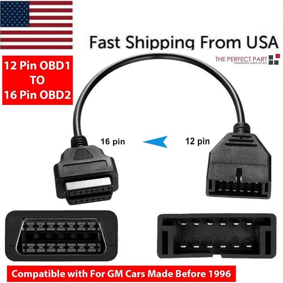 12 Pin OBD1 To 16 Pin OBD2 Convertor Adapter Cable for Car GM ...