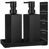 GM GMISUN, Glass Soap Dispenser Set, 12oz, Black with Tray - Walmart.com