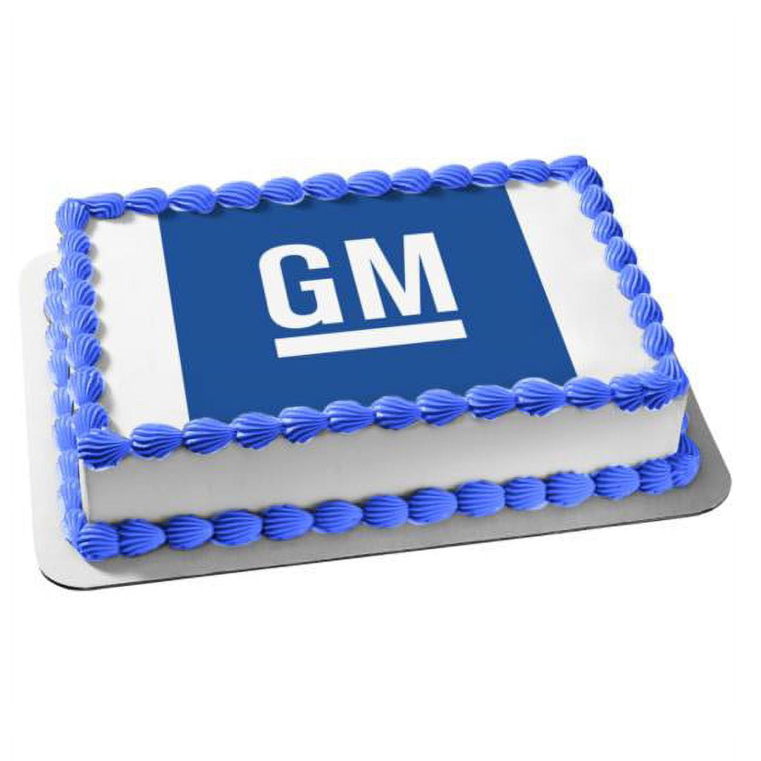 GM General Motors Logo Car Company Blue White Edible Cake Topper Image ...