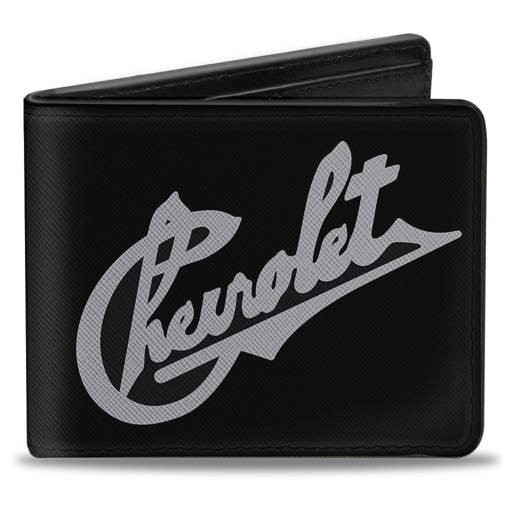 GM General Motors Wallet, Bifold, Chevrolet Heritagescript Slant Black ...