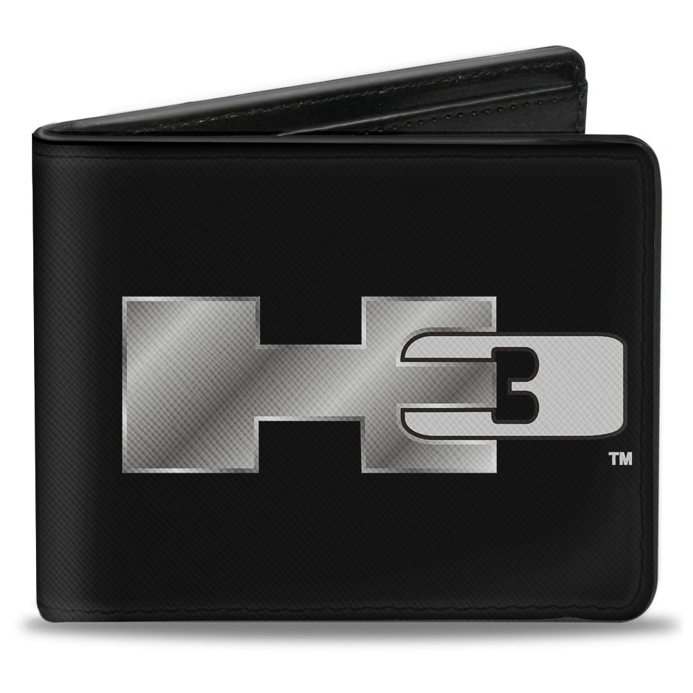 GM General Motors Wallet, Bifold, H3 Black Silver Logo Centered, Vegan ...