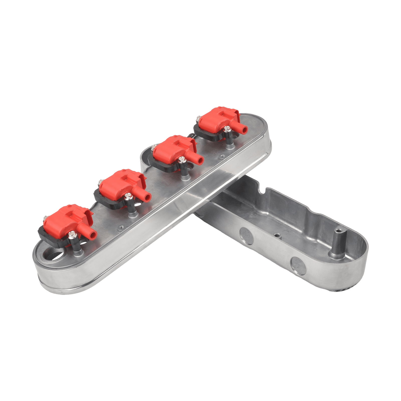 GM LS Aluminum Valve Cover with 2PC Finned Vintage Hidde Coils ...