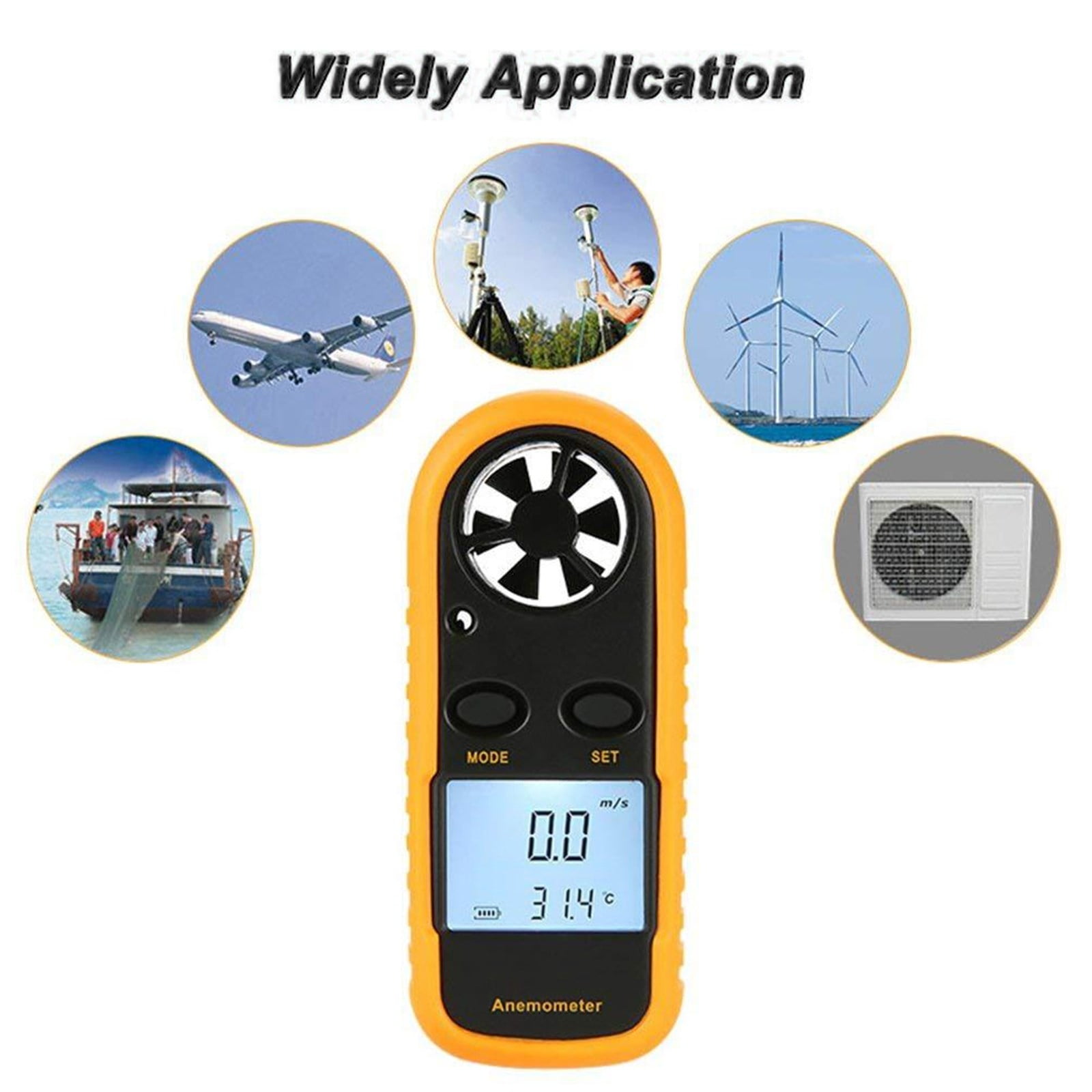 GM816 Digital Handheld Anemometer Wind Speed Meter Thermometer Sailing ...
