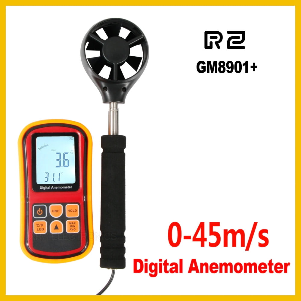 GM8901+ Air Flow Anemometer instrument Wind Speed Gauge Temperature LCD ...