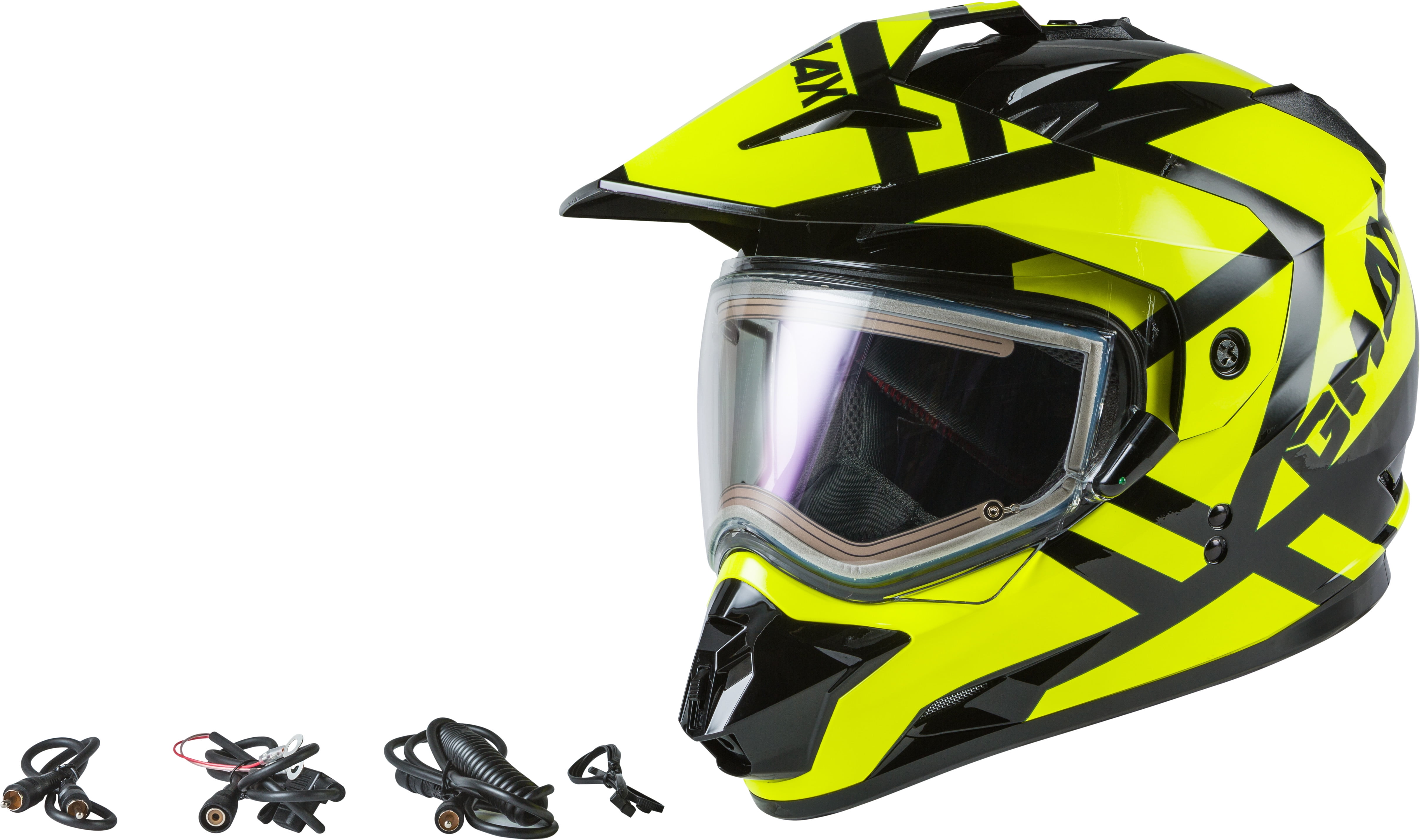 GMAX GM-11S Helmet - Trapper w/ Electric Shield - Black/Hi-Vis - 2XL ...