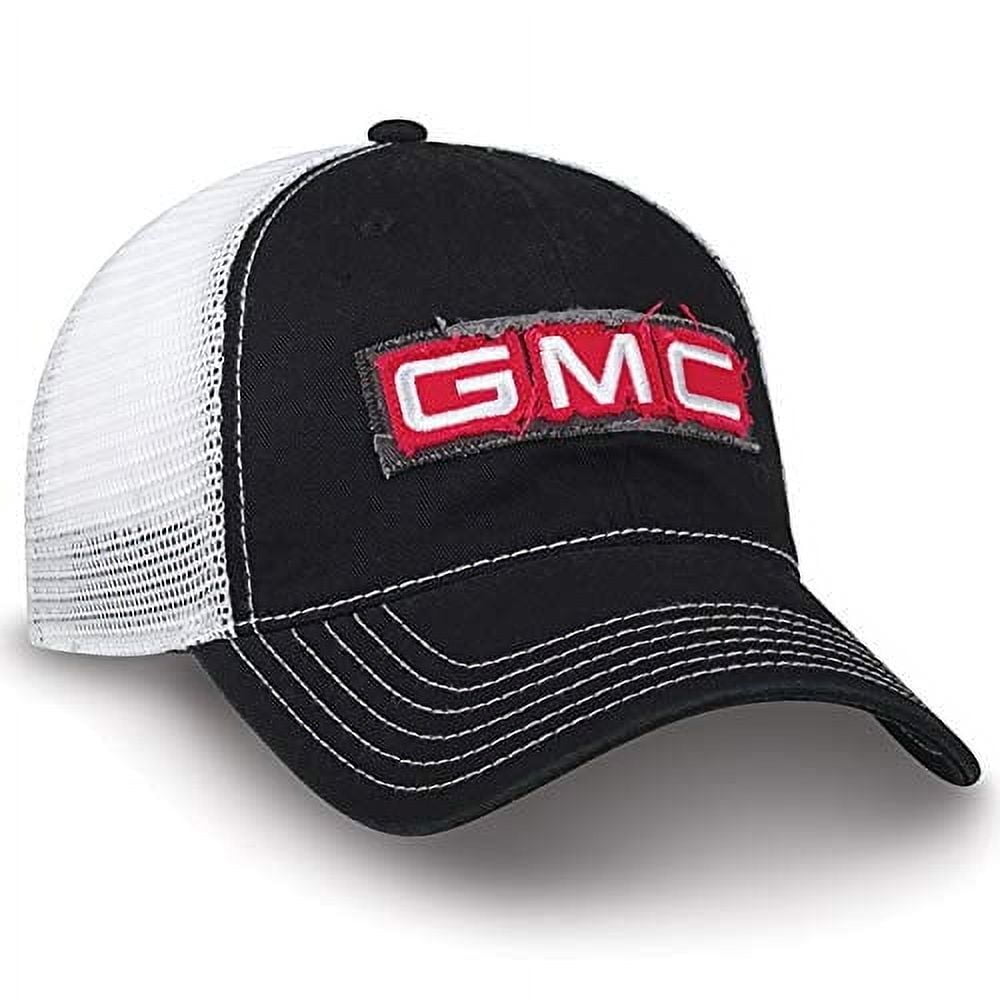 Trucker Summer Ball Cap - Black White Twill GMC with Mesh Rear Panels ...