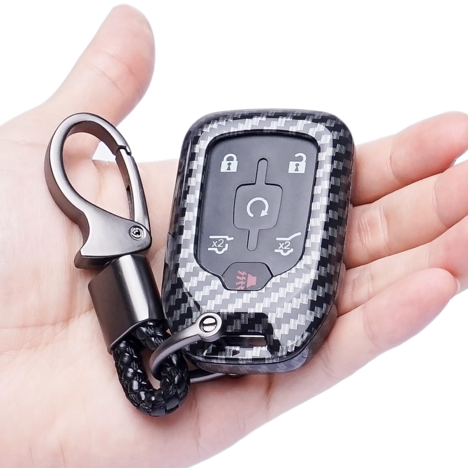 For GMC Key Fob Cover, Carbon Fiber Pattern Key Case for 2017-2022 2023 ...