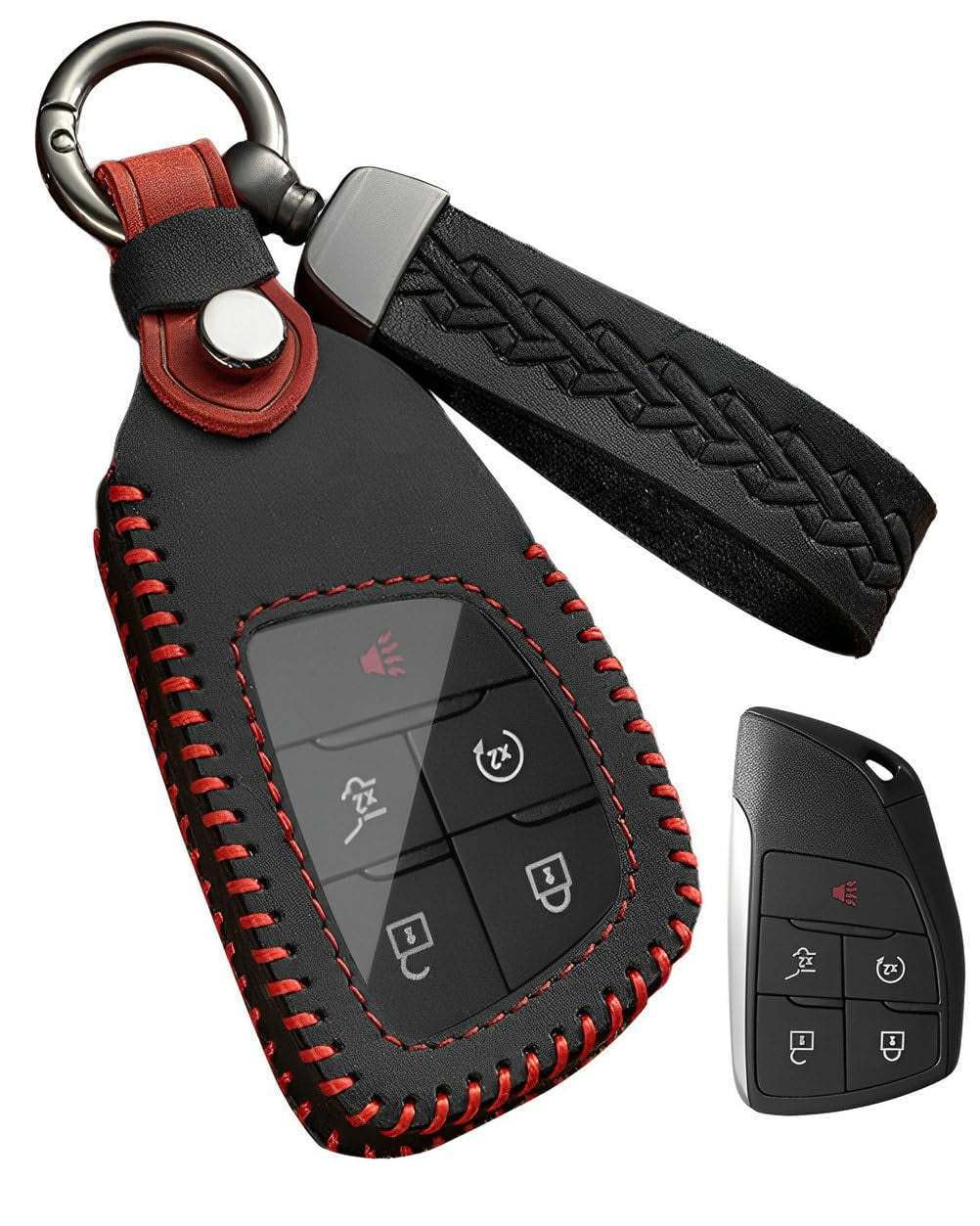 for GMC Key Fob Cover Leather Car Key Case Protector Keychain Smart Key ...