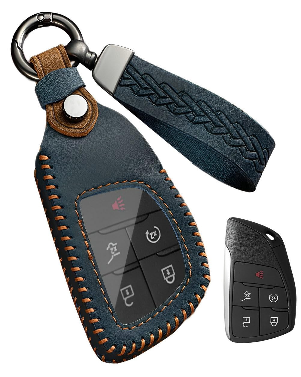 for GMC Key Fob Cover Leather Car Key Case Protector Keychain Smart Key ...