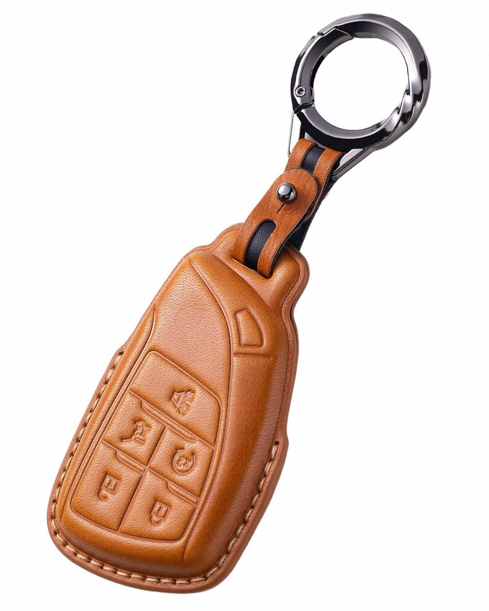 for GMC Key Fob Cover Leather Key Case Fob Holder Keychain Compatible with Chevy Silverado ...
