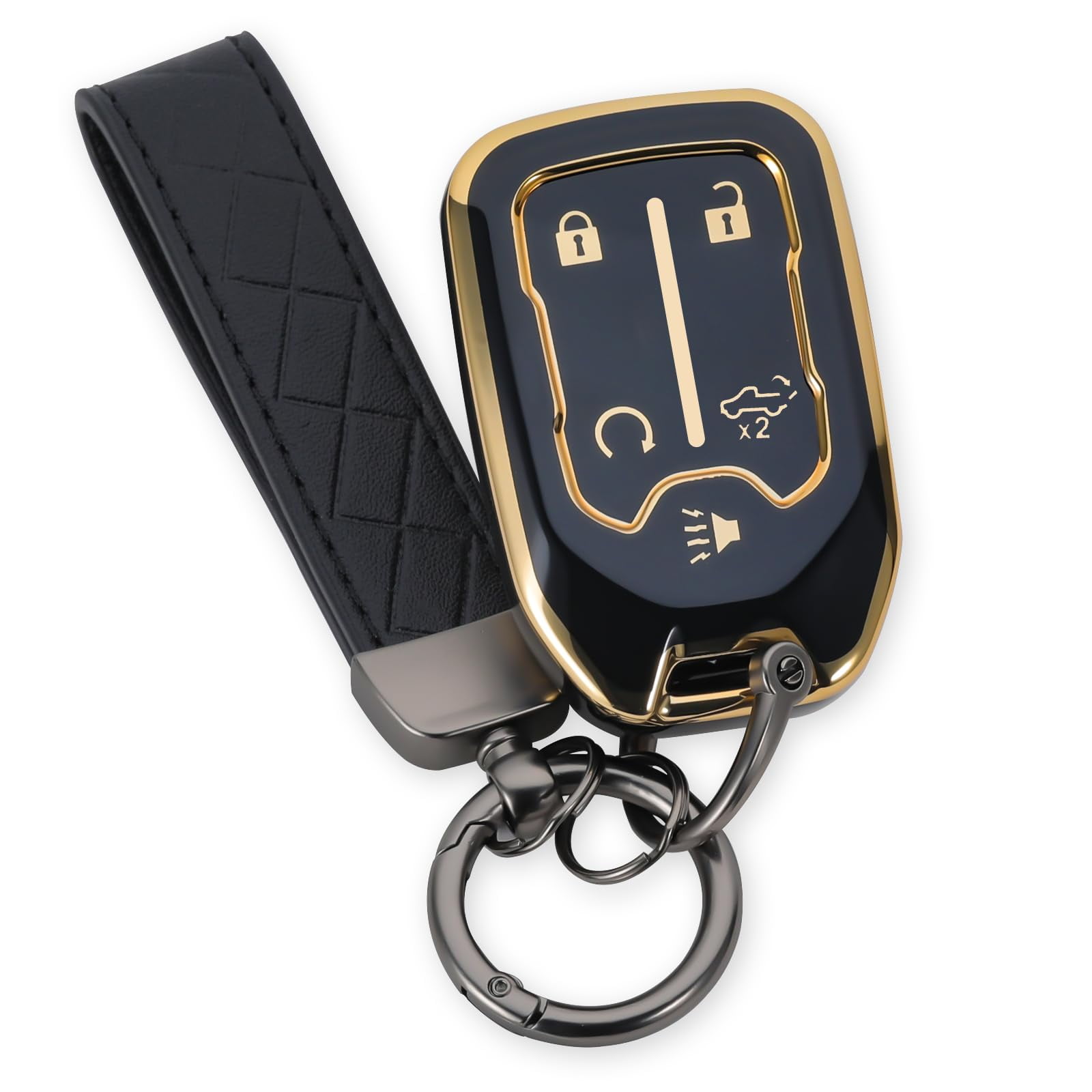 for GMC Key Fob Cover TPU Key Shell Metal Ring Key Chain Soft Shell Car ...