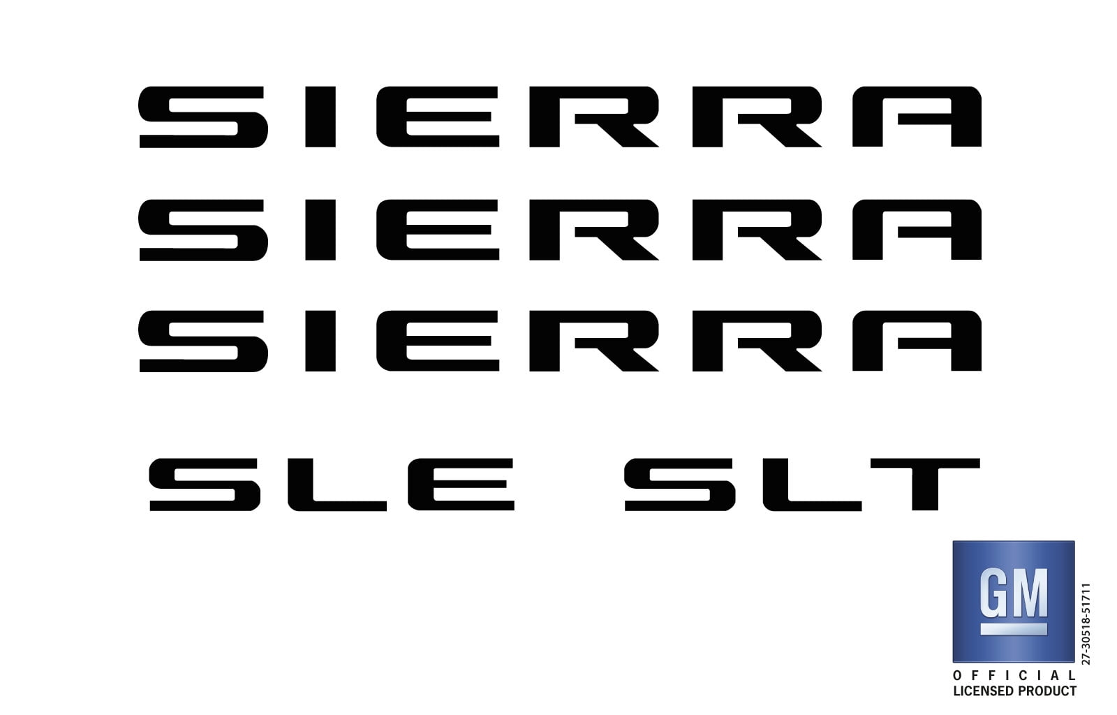 GMC SIERRA Emblem Overlay Decal Letter Set 2007-2018 GM Licensed ...