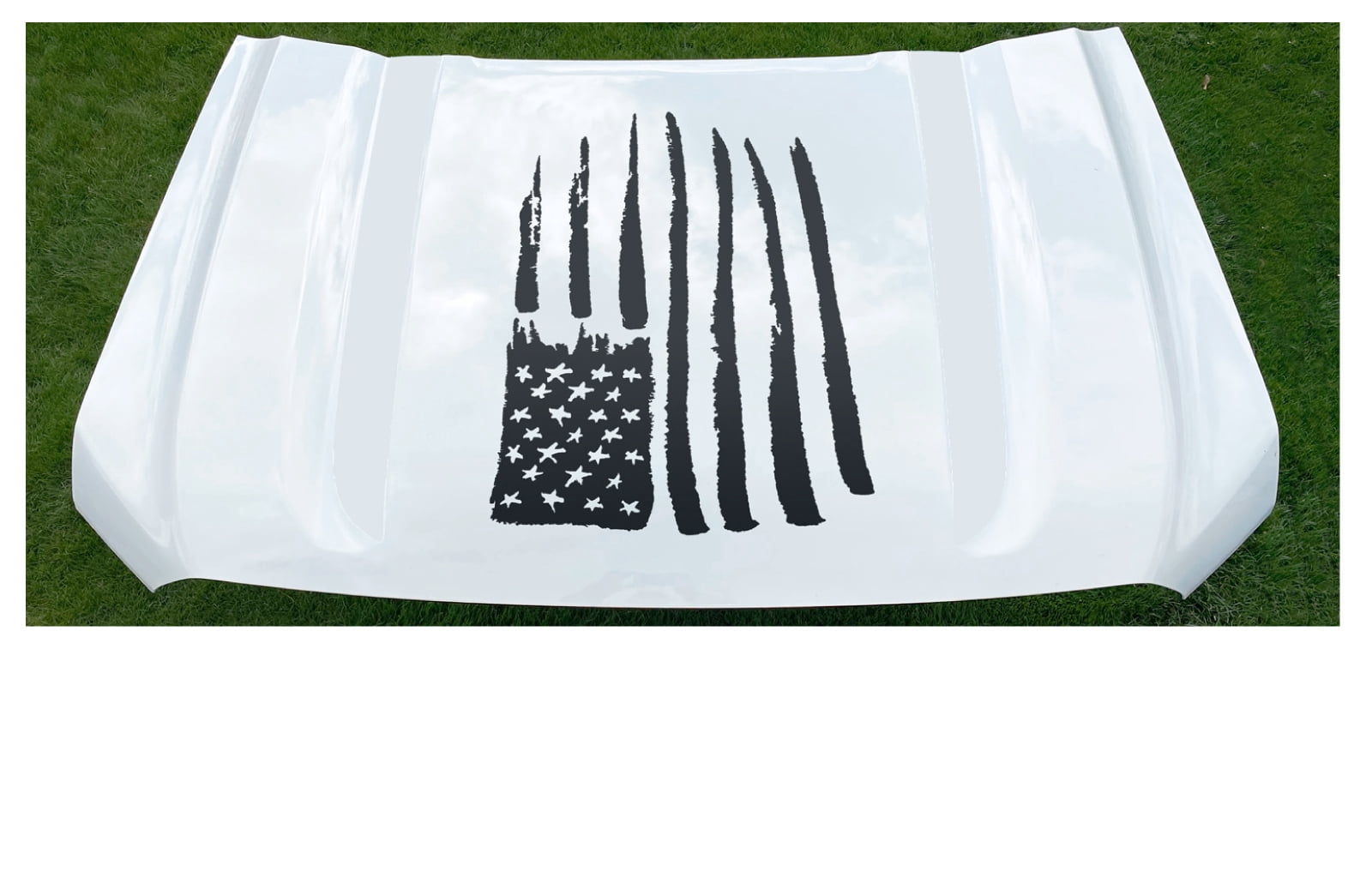 GMC Sierra 1500 Sle Slt Denali MATTE BLACK Distressed Flag Hood Decal ...