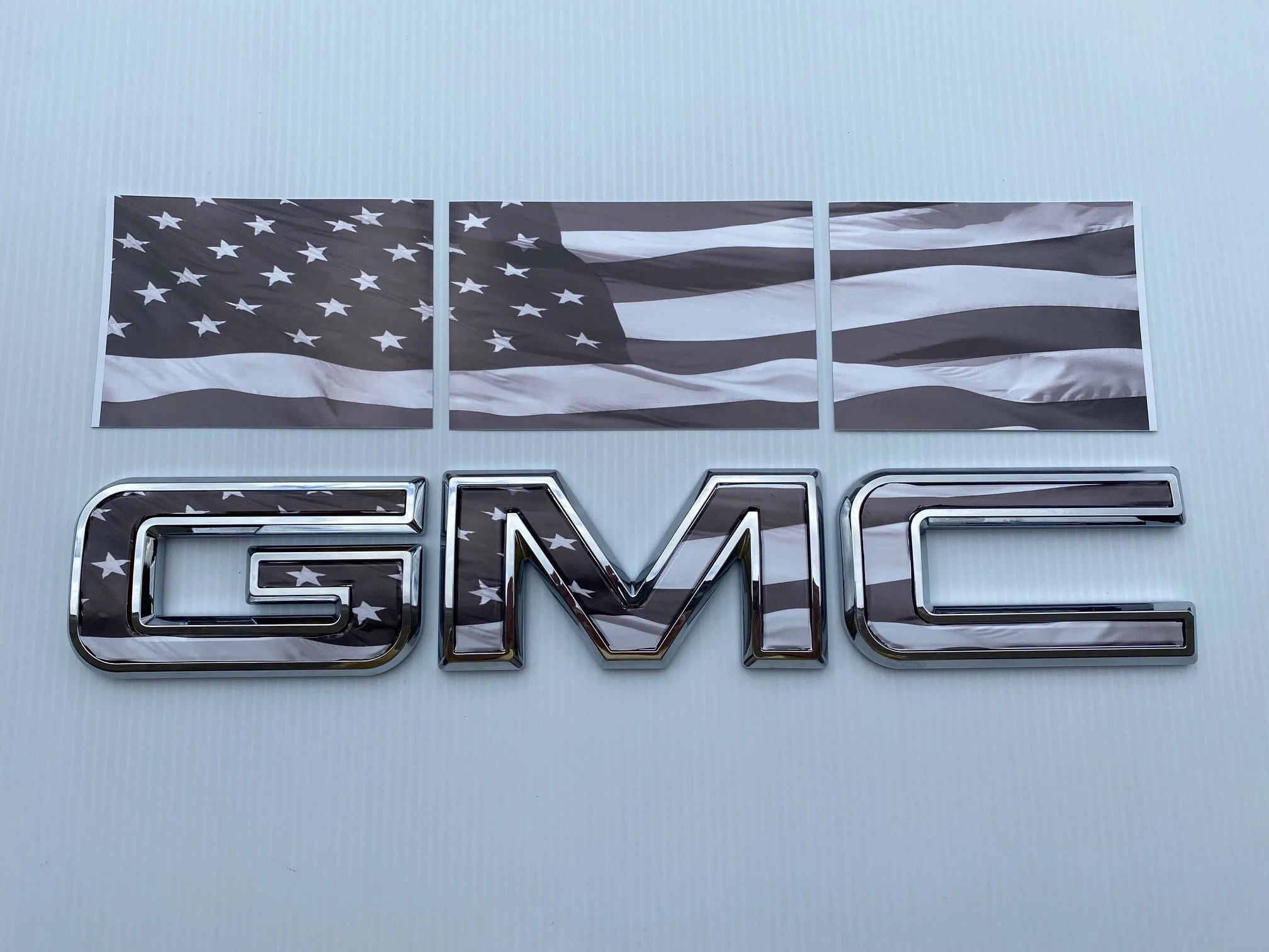 GMC Sierra Black American Flag Tailgate GMC Emblem Overlay Decals 2019 ...