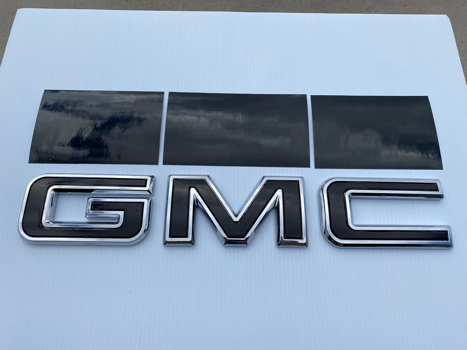 GMC Sierra Gloss Black (Blackout) Grille GMC Emblem Overlay Decals 2019 ...