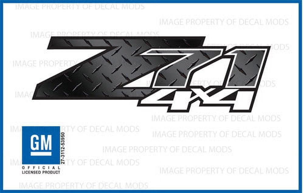 GMC Sierra Z71 4x4 decals stickers Diamond Plate Black Pattern & white ...