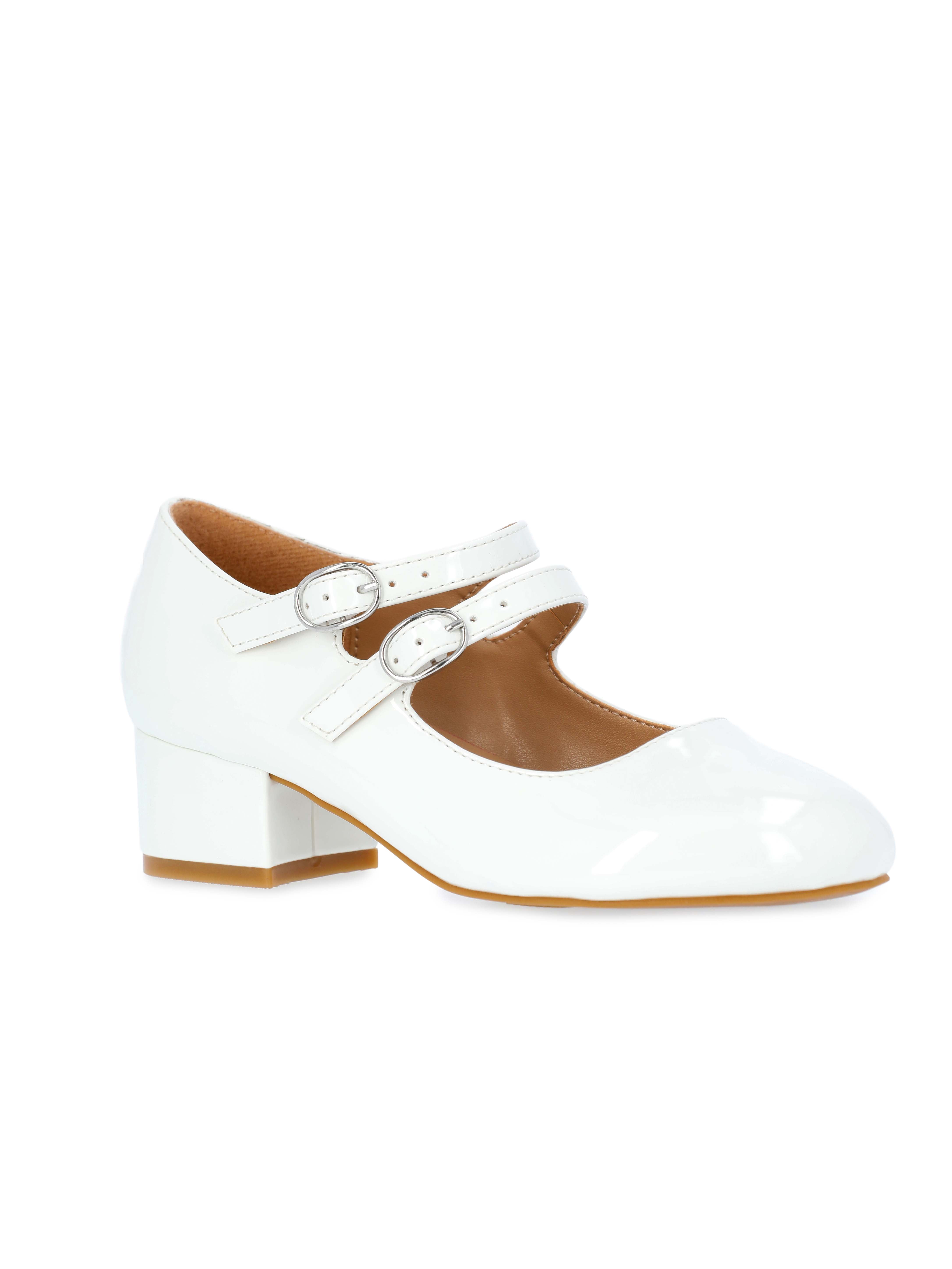 Wonder Nation Little and Big Girls’ Double Strap Dress Shoes with Block ...