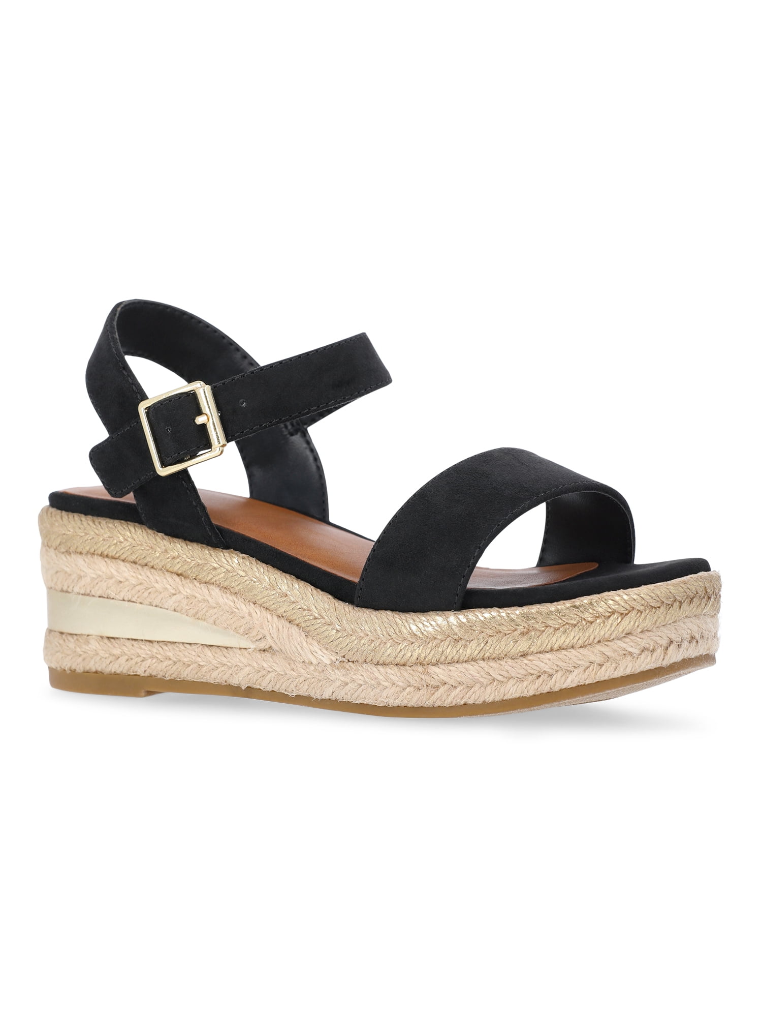 Wonder Nation Girls Buckle Texture Wedges - Walmart.com