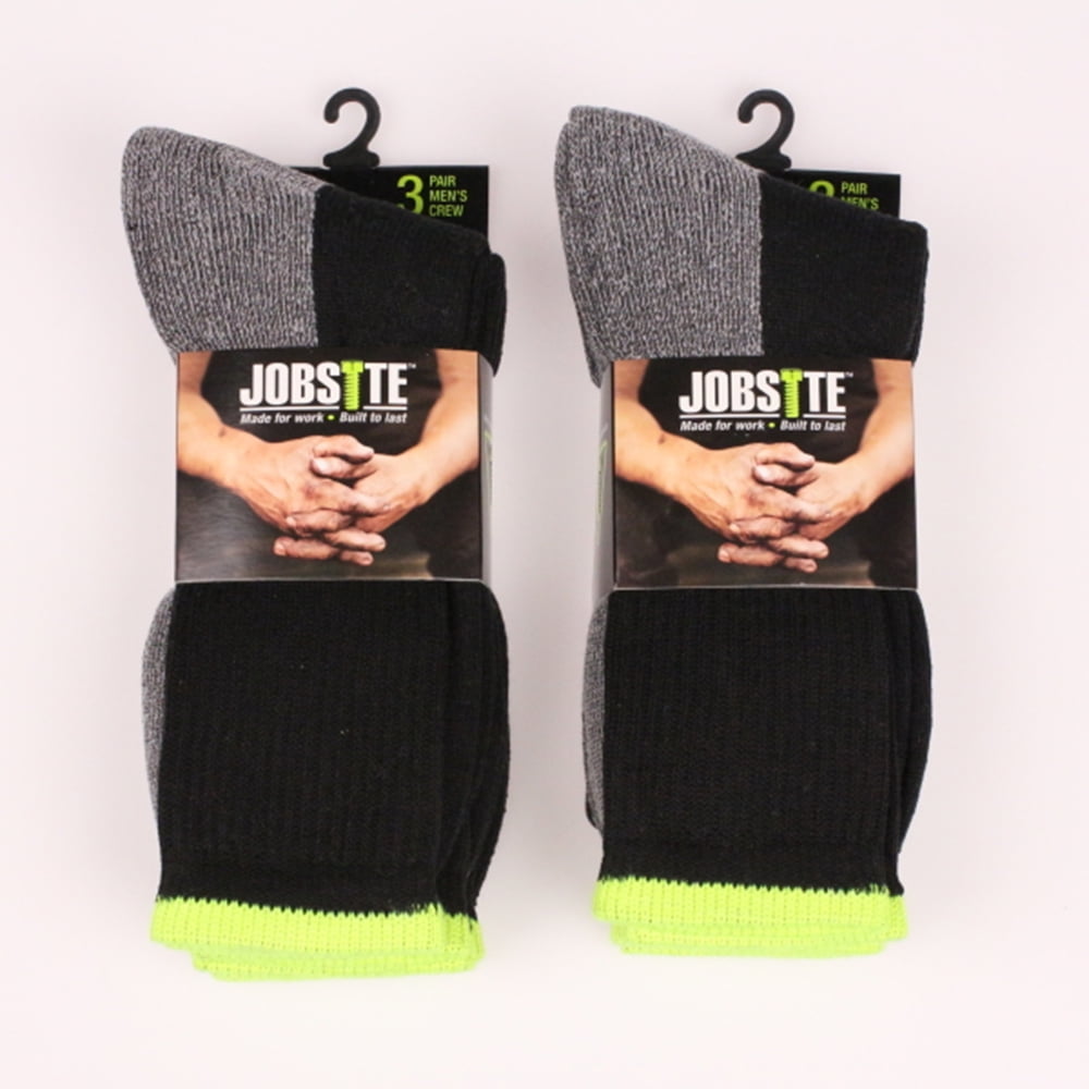 JobSite Men's Heavy Duty Crew Socks, Moisture Wicking, Reinforced Heel ...