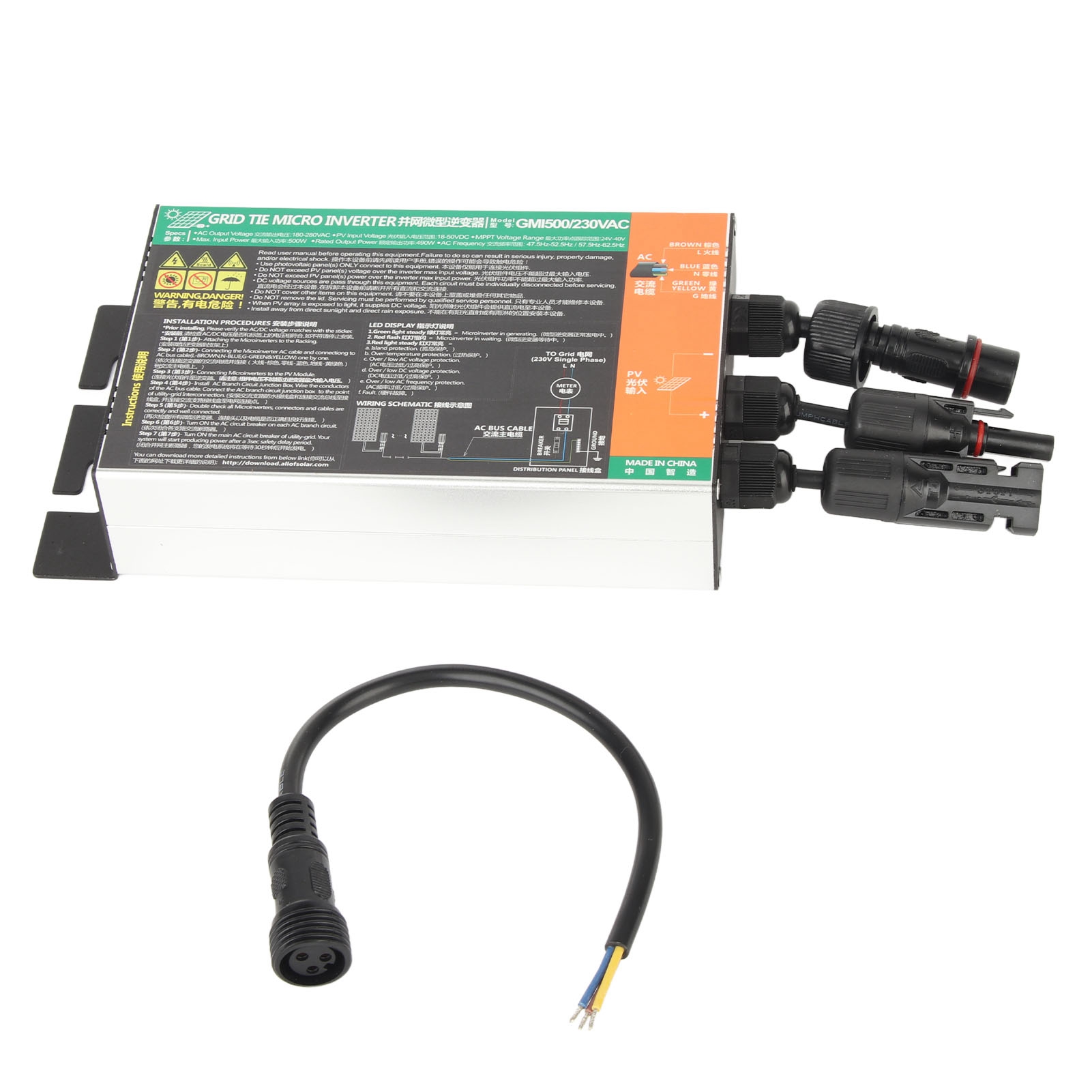 GMI Solar Micro Inverter 500W with Voltage, Current, Temperature, and ...