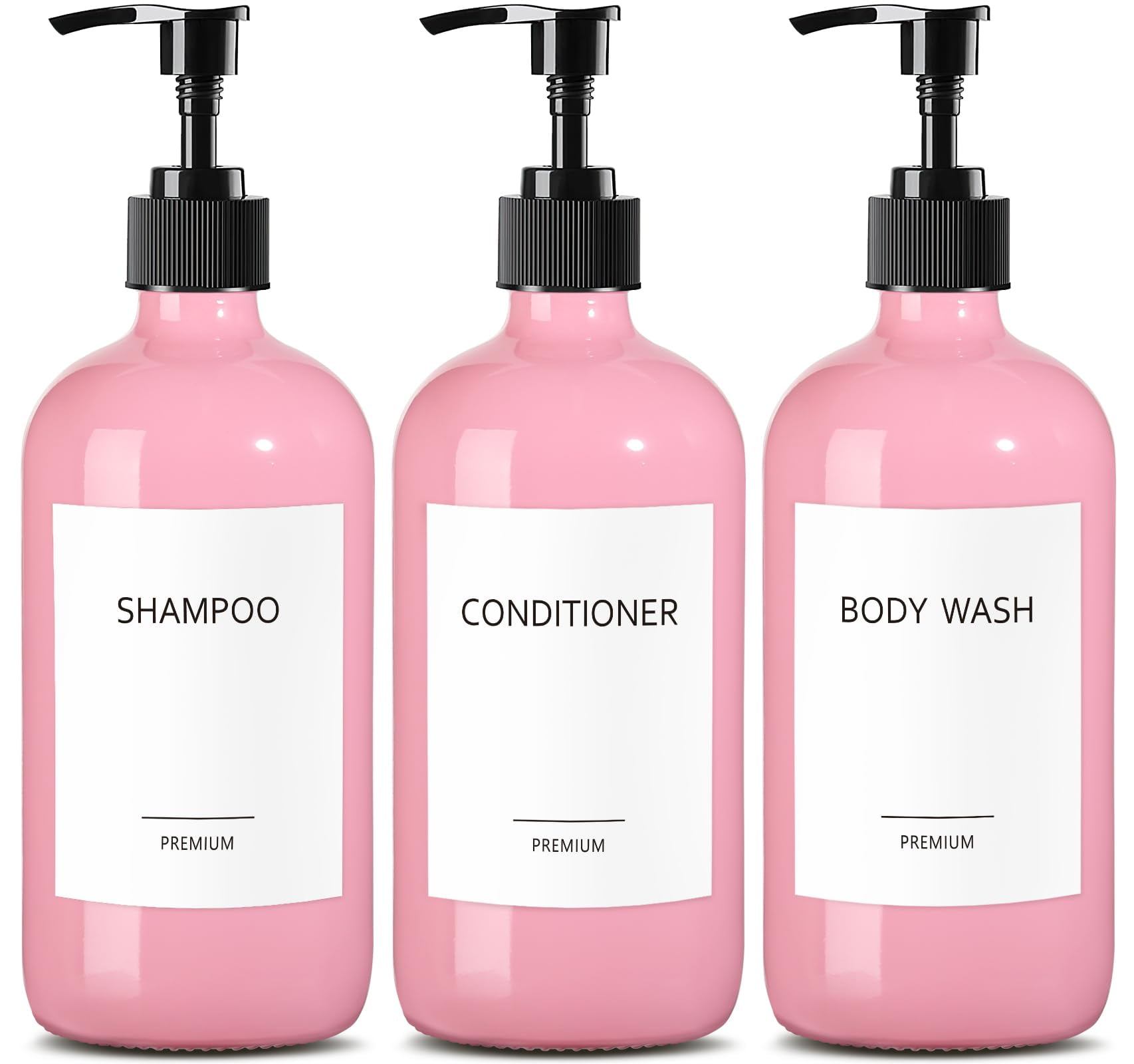 GMISUN Glass Shampoo and Conditioner Dispenser, Shower Soap Bottles ...
