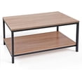 GMNIU Lane 2-Tier Industrial Coffee Table with Storage Shelf for Small ...