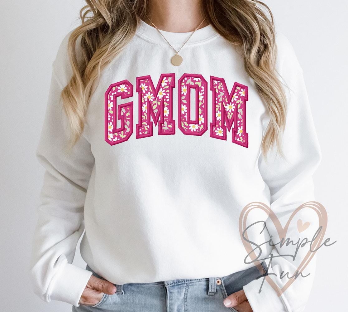 GMOM Applique Embroidery,Grandma Sweatshirt Embroidery,Machine ...