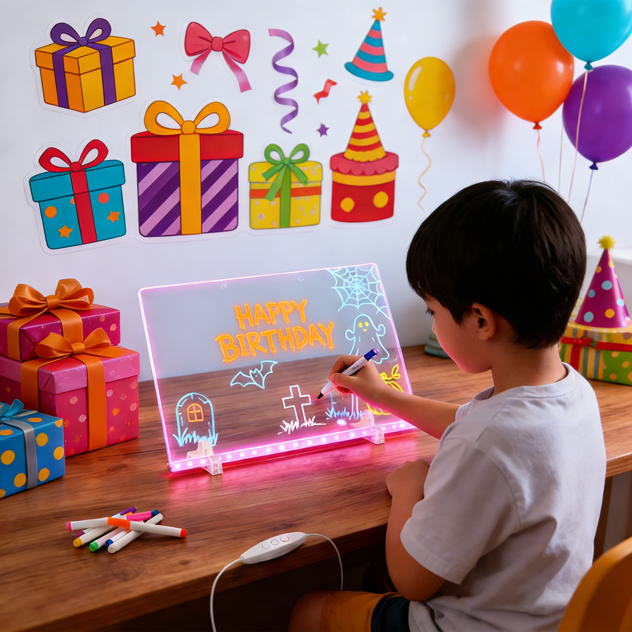 GMOX 12"x8" Clear Acrylic LED Note Board with 7 Colors & 4 Light Modes ...