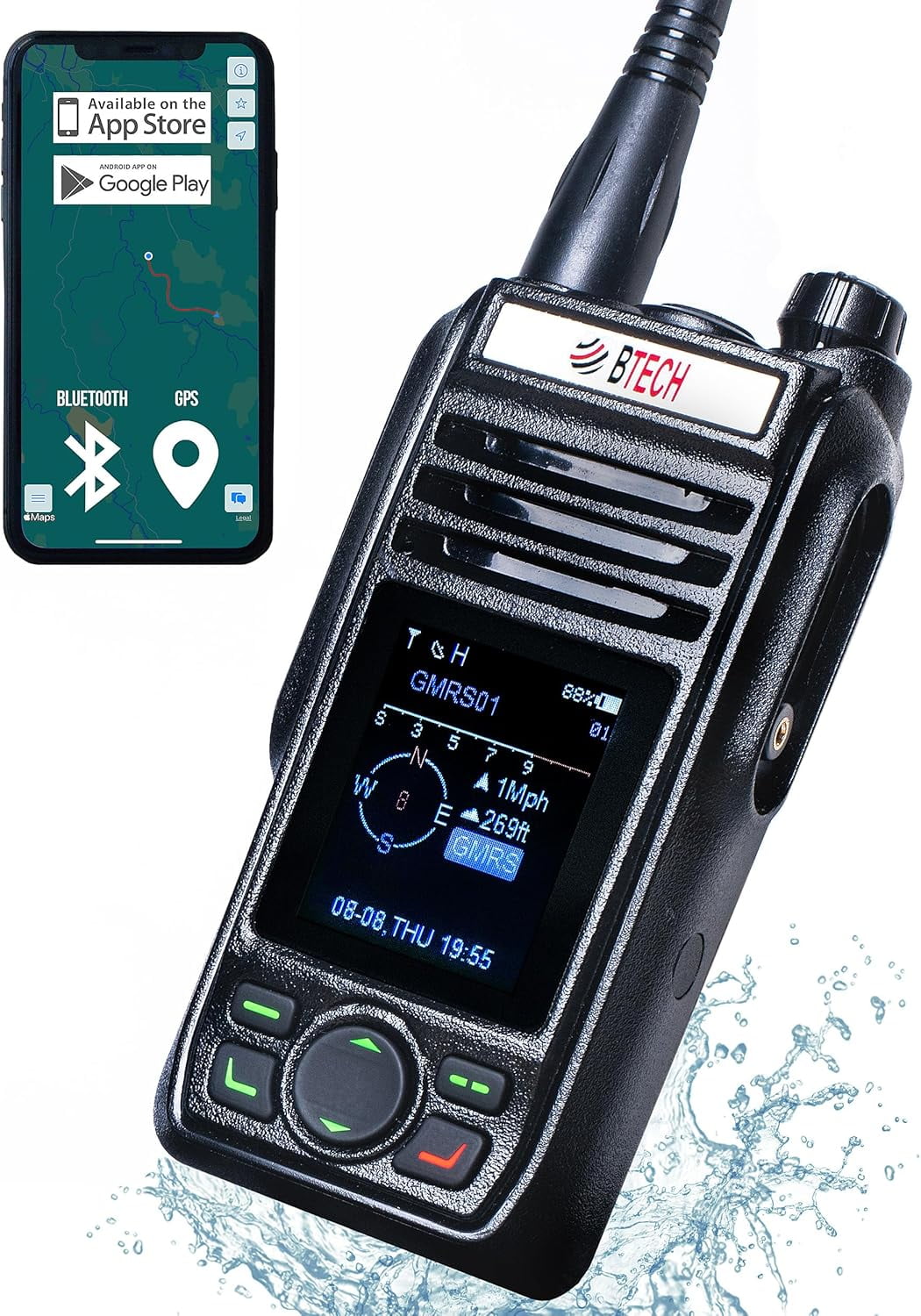 GMRS-PRO 5W Long-Range GMRS Radio – IP67 Waterproof, Bluetooth VOX, GPS ...