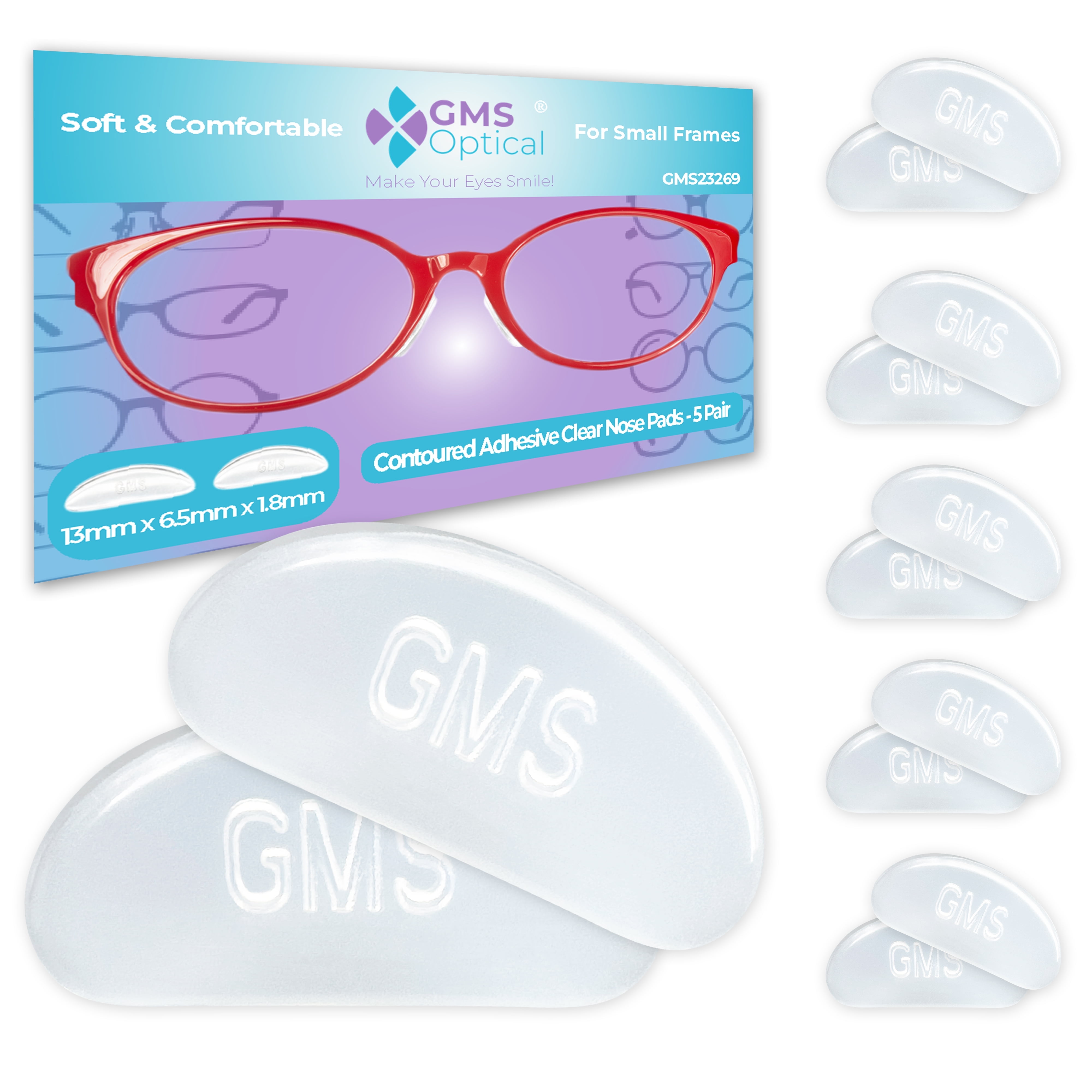 GMS Optical, Silicone Nose Pads, 13mm Short, Clear, Anti-Slip - Walmart.com