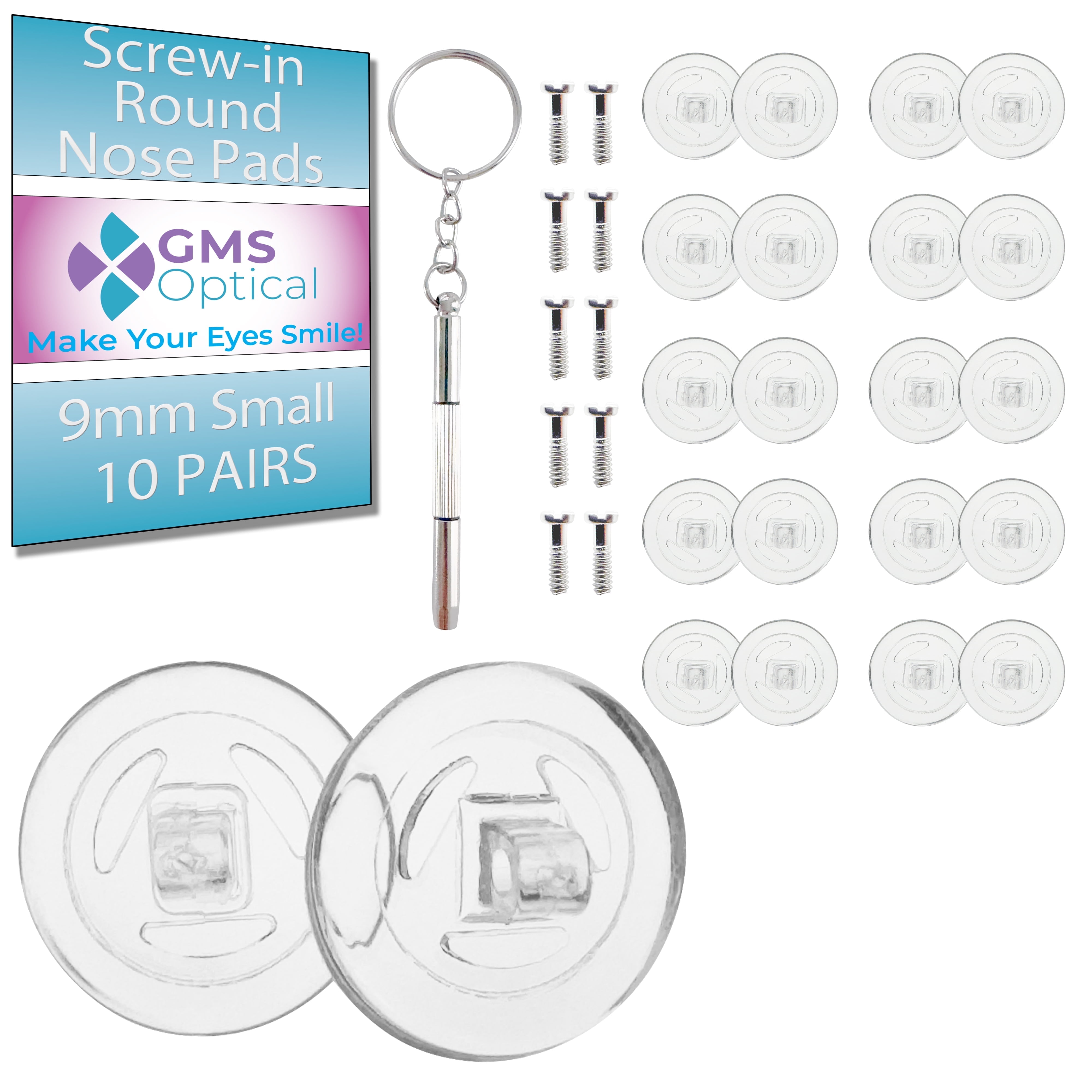 GMS Optical Round Screw-in Silicone Nose Pads for Glasses – 9mm ...