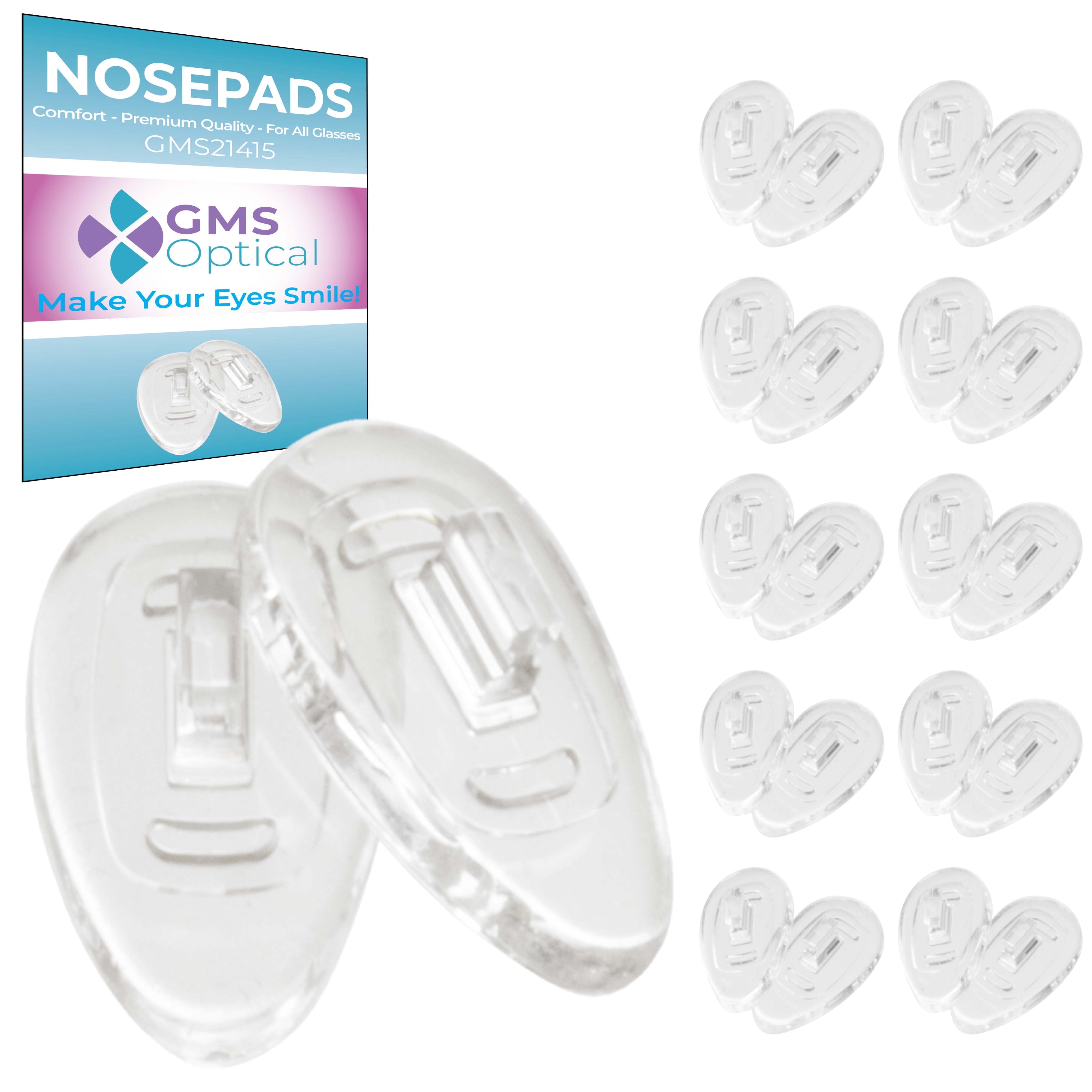 GMS Optical - Premium Soft Silicone 15mm Tear Drop Nose Pads, 10 Pair ...