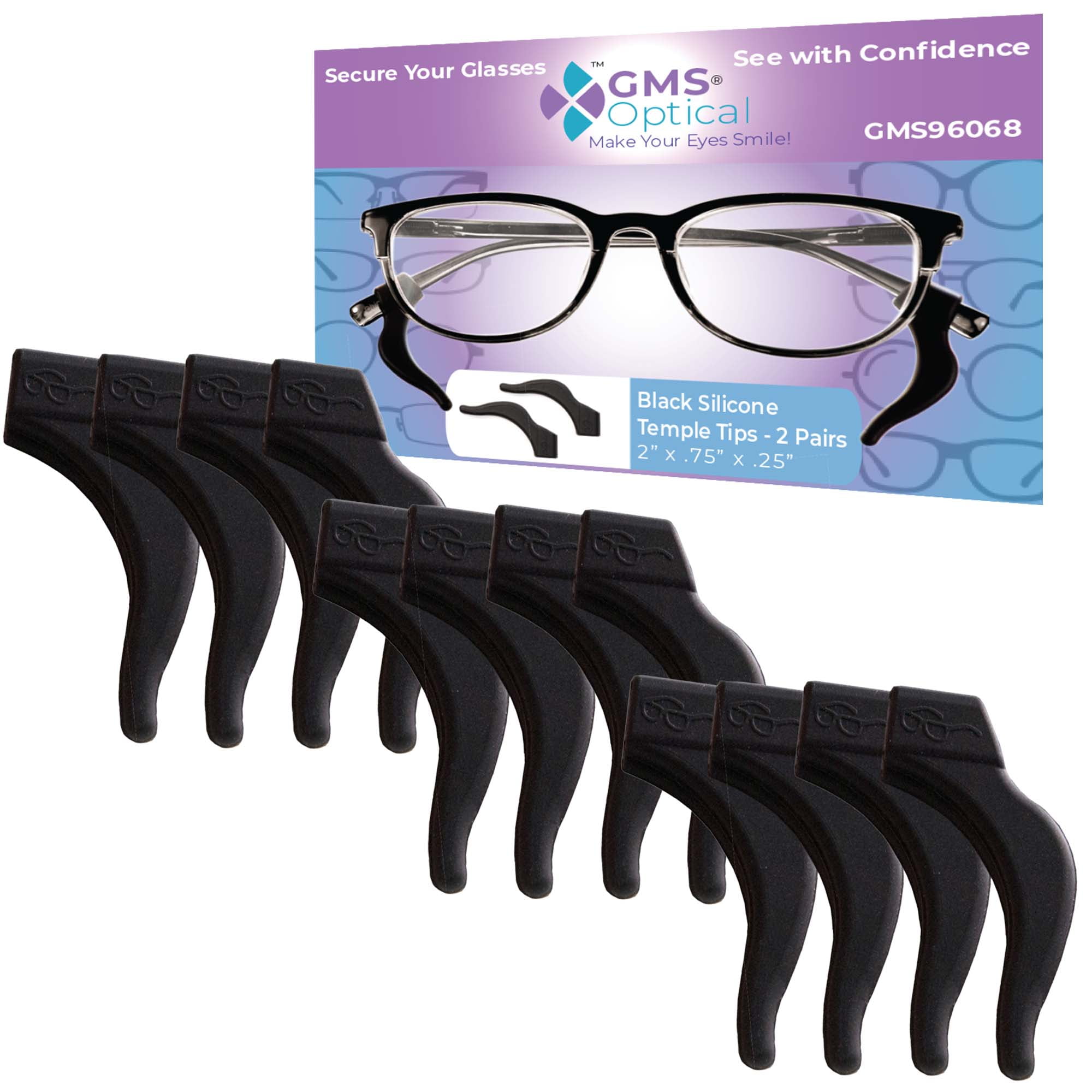 GMS Optical Silicone Temple Tips for Glasses and Sunglasses (6 Pair ...
