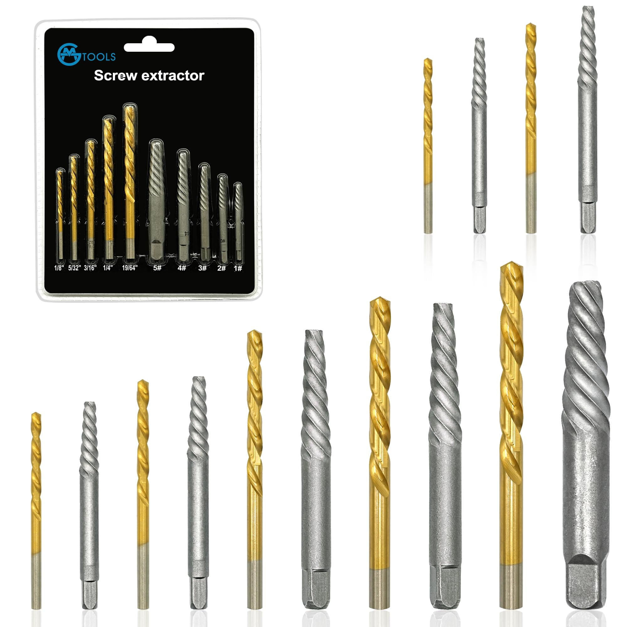 GMTOOLS 14Pcs Screw Extractor Set, Left Hand Drill Bit and Bolt ...